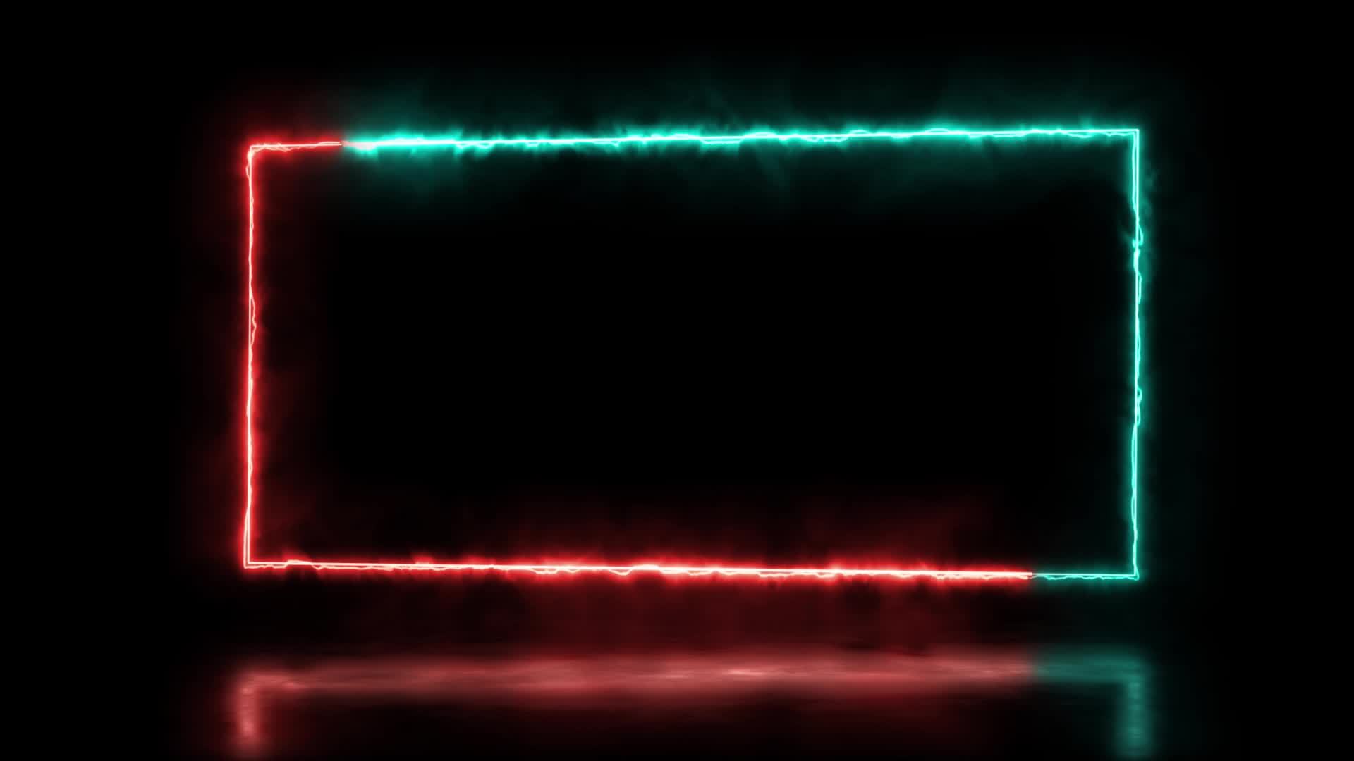 Abstract animated light Neon effect rectangle frame overlay Loop background for presentation ...