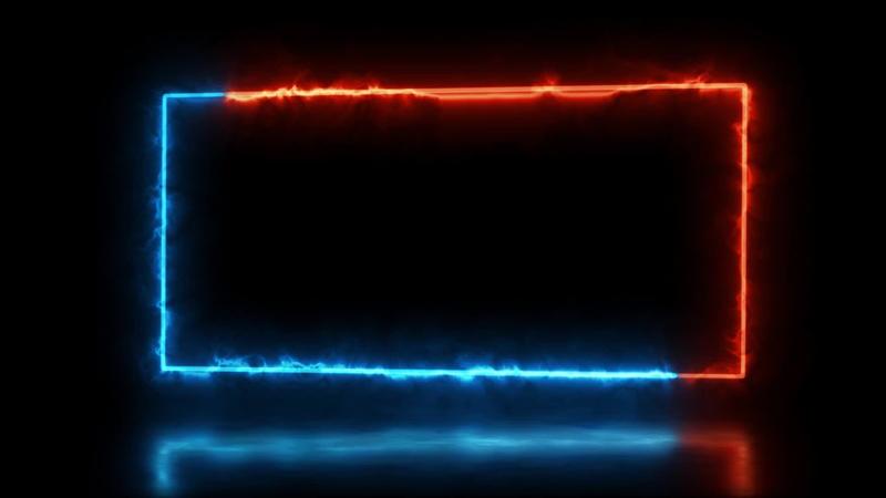 Abstract animated light Neon effect rectangle frame overlay Loop background for presentation ...