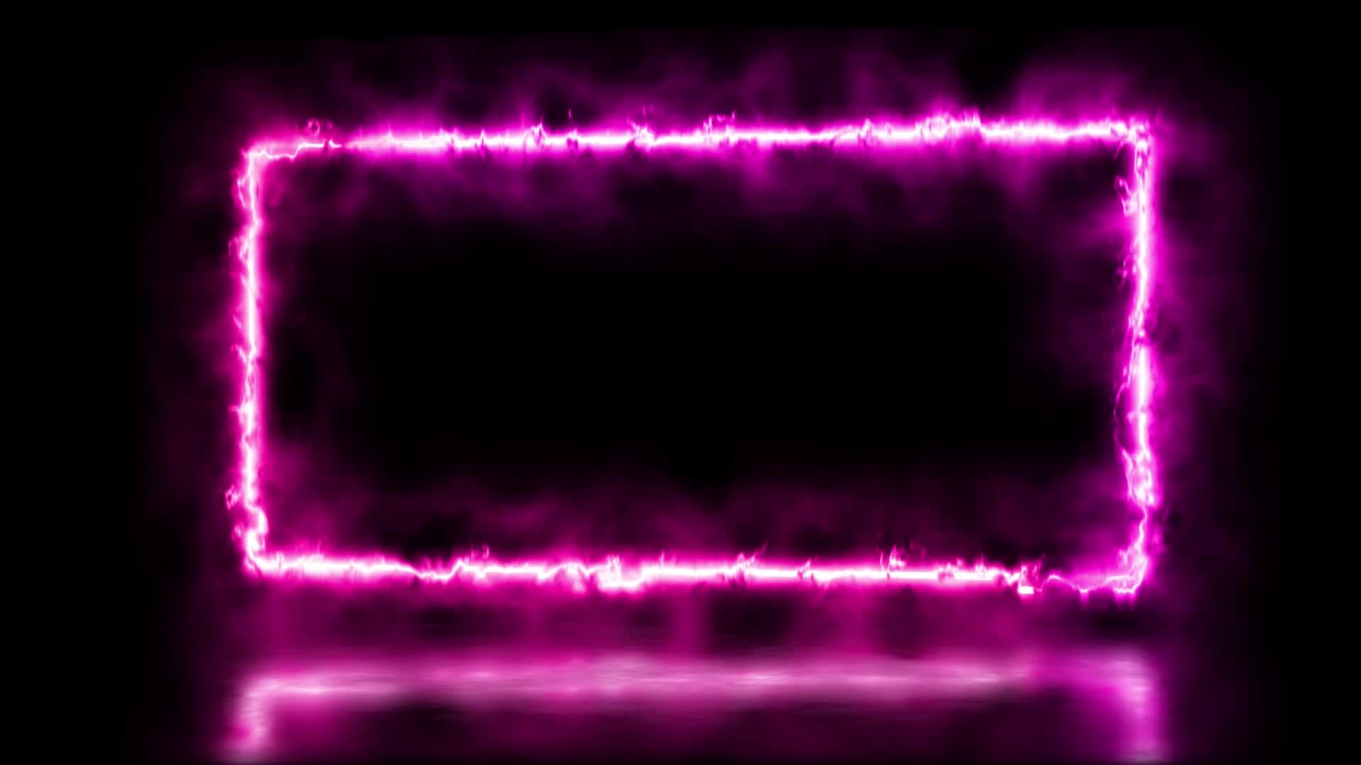 Abstract animated light Neon effect rectangle frame overlay Loop background for presentation ...