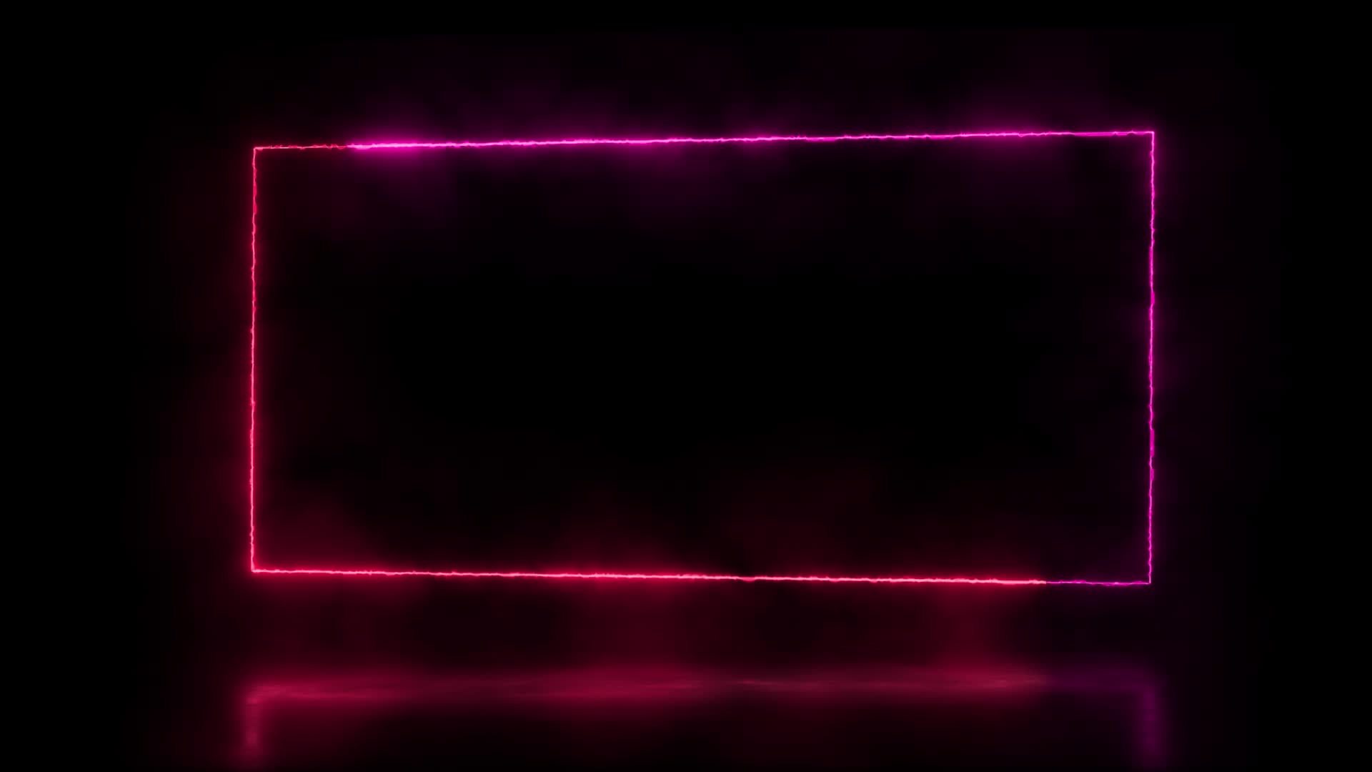 Abstract animated light Neon effect rectangle frame overlay Loop background for presentation ...