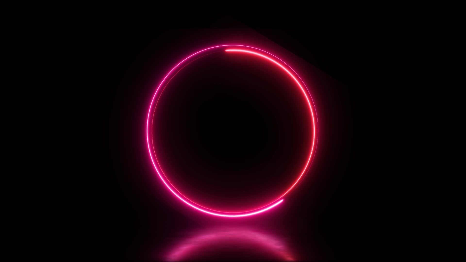 Abstract Animated Light Neon Effect Circle Frame Overlay Loop Background For Presentation