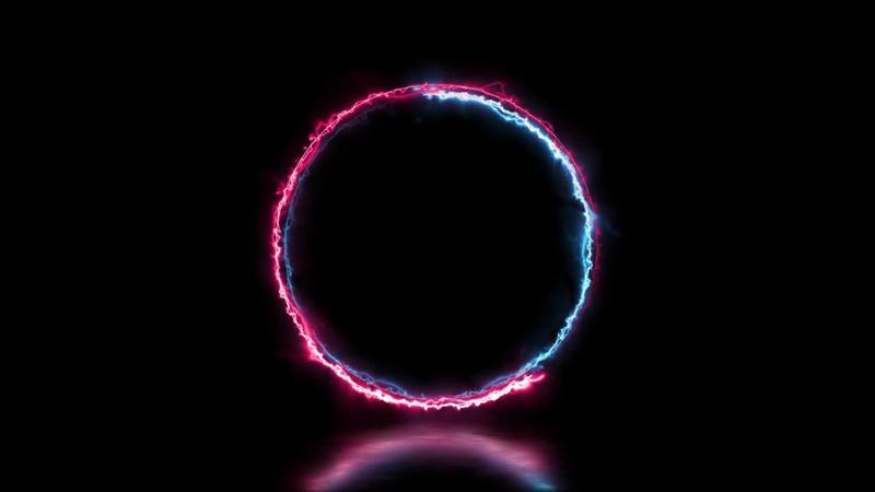 Abstract animated light Neon effect circle frame overlay Loop background for presentation ...