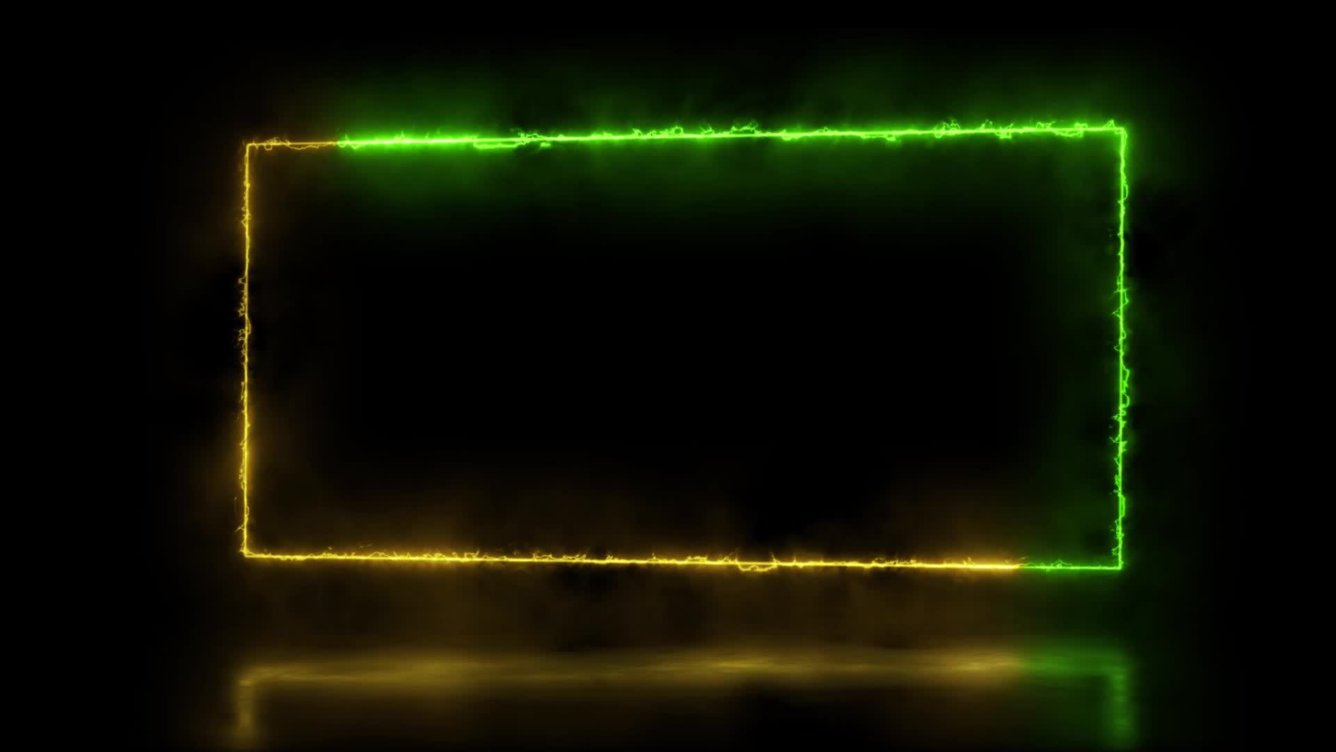 Abstract animated light Neon effect rectangle frame overlay Loop background for presentation ...