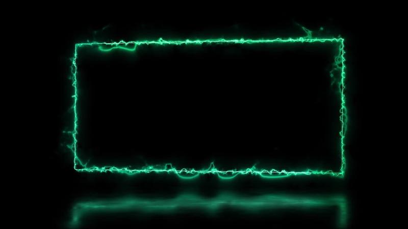 Abstract animated light Neon effect rectangle frame overlay Loop background for presentation ...