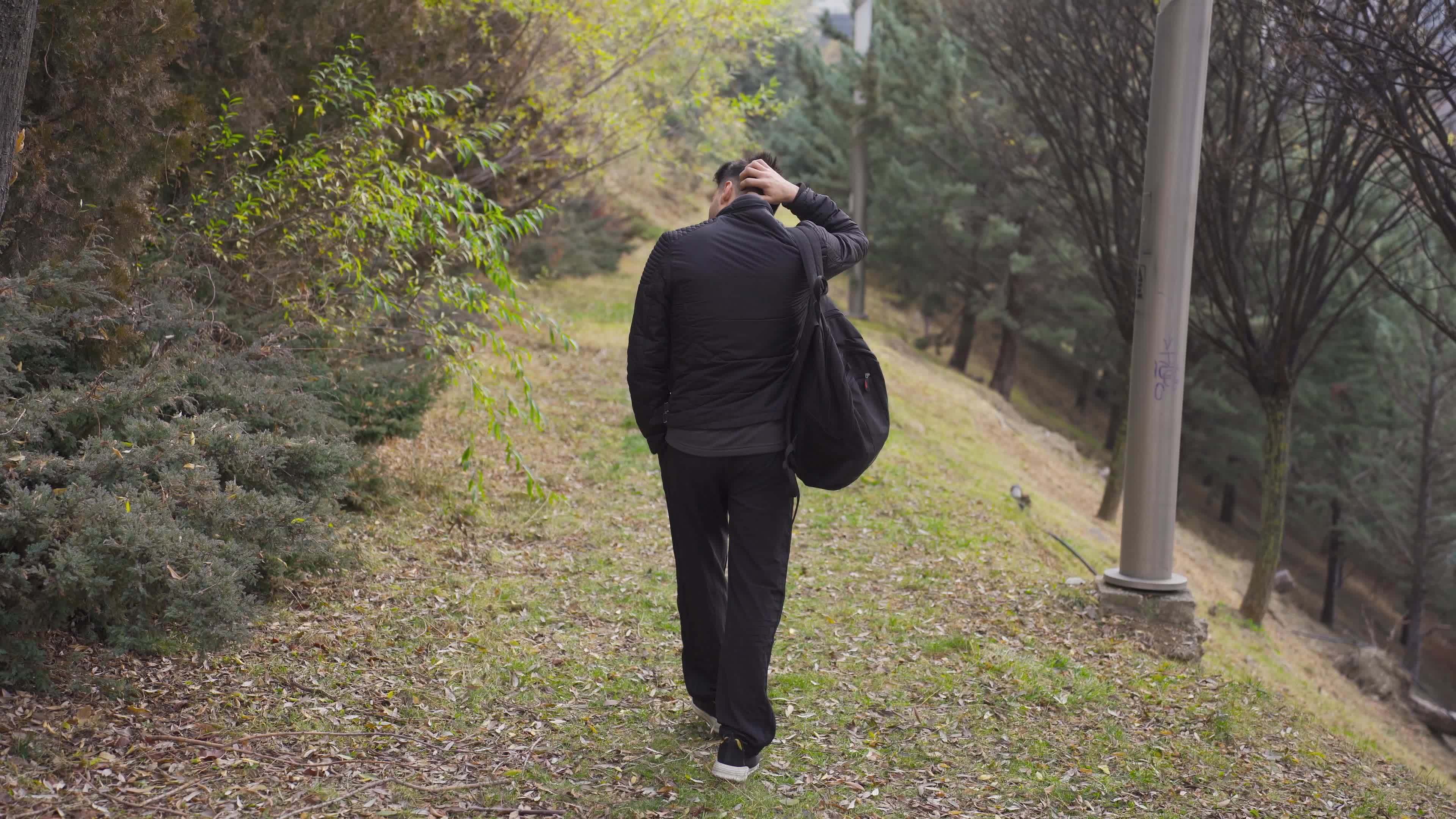 Sad Man Walking Alone Sad Man Walking Alone