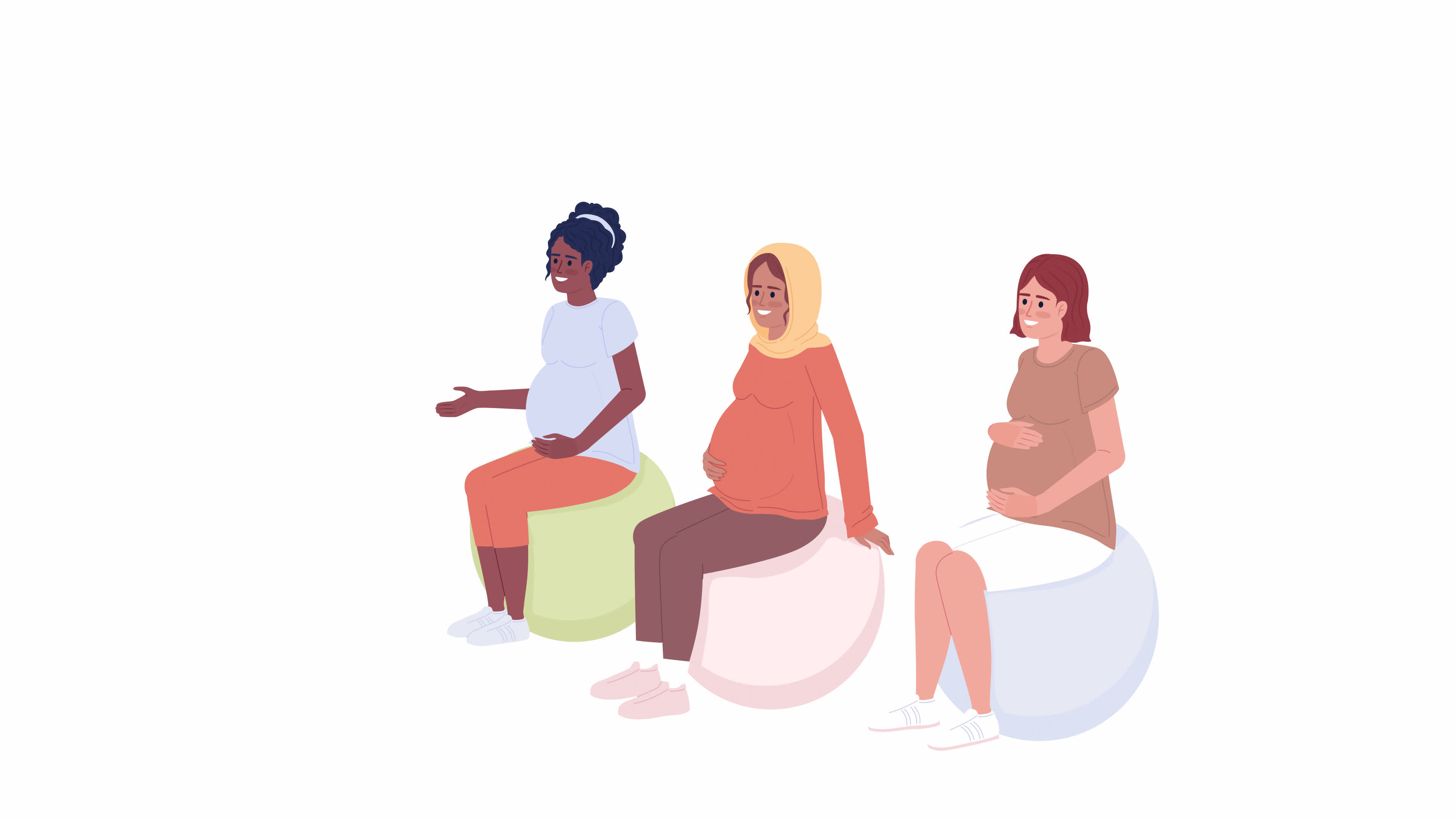 Animated women on bouncing balls. Pregnant ladies using fitness ... Animated women on bouncing balls. Pregnant ladies using fitness ...