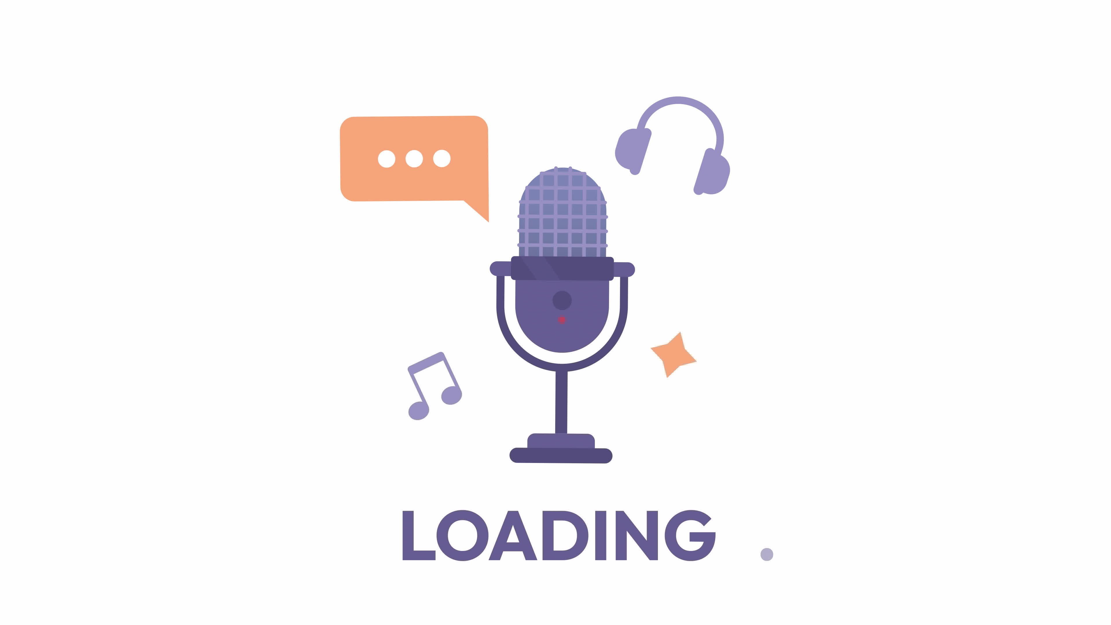 Animated podcast mic loader. Equipment for live stream. Flash message 4K video footage. Color ...