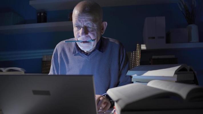 Old Man Using Computer Stock Video Footage for Free Download