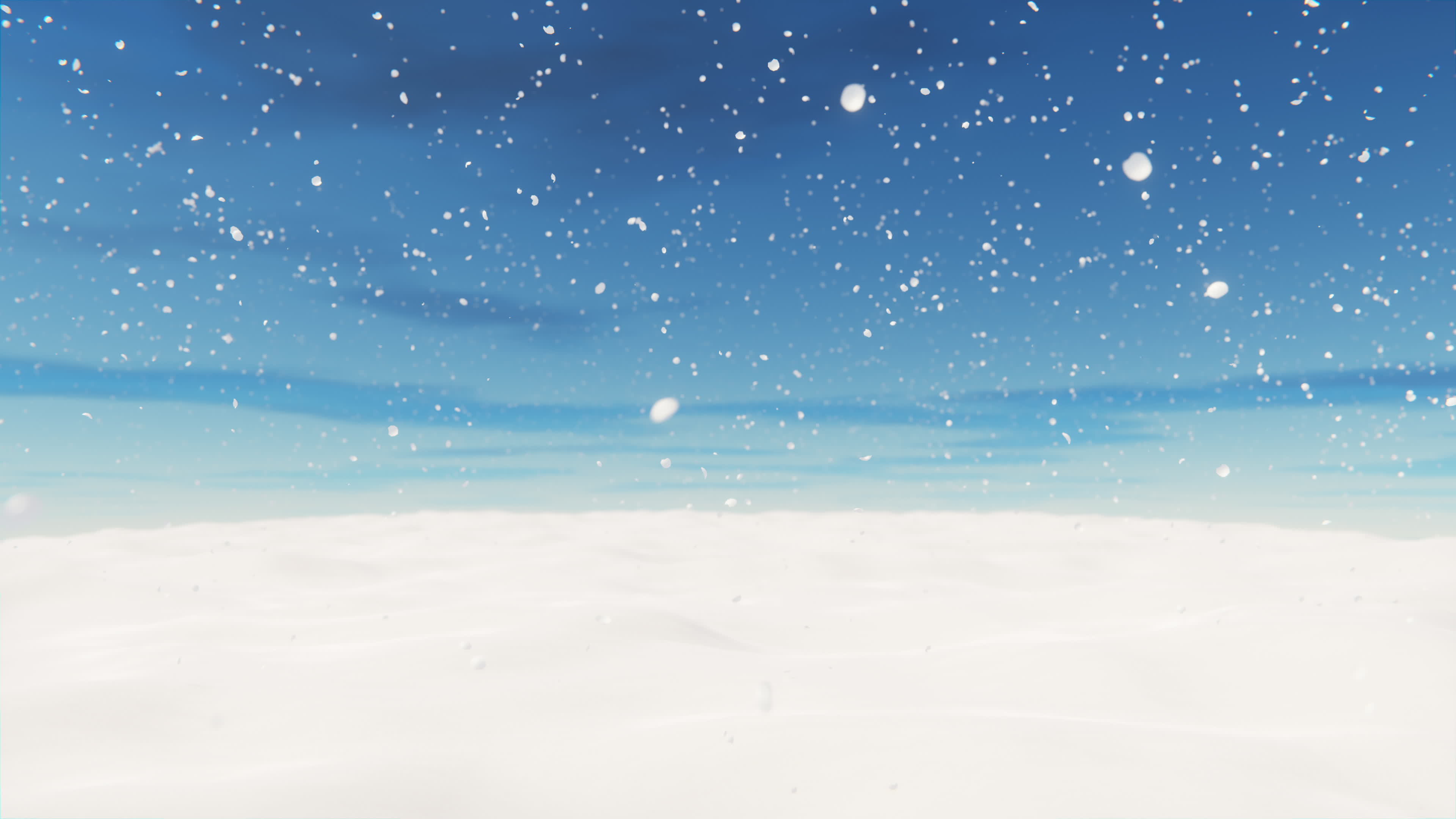 White spacious landscape with snow covered plain at snowfall ...