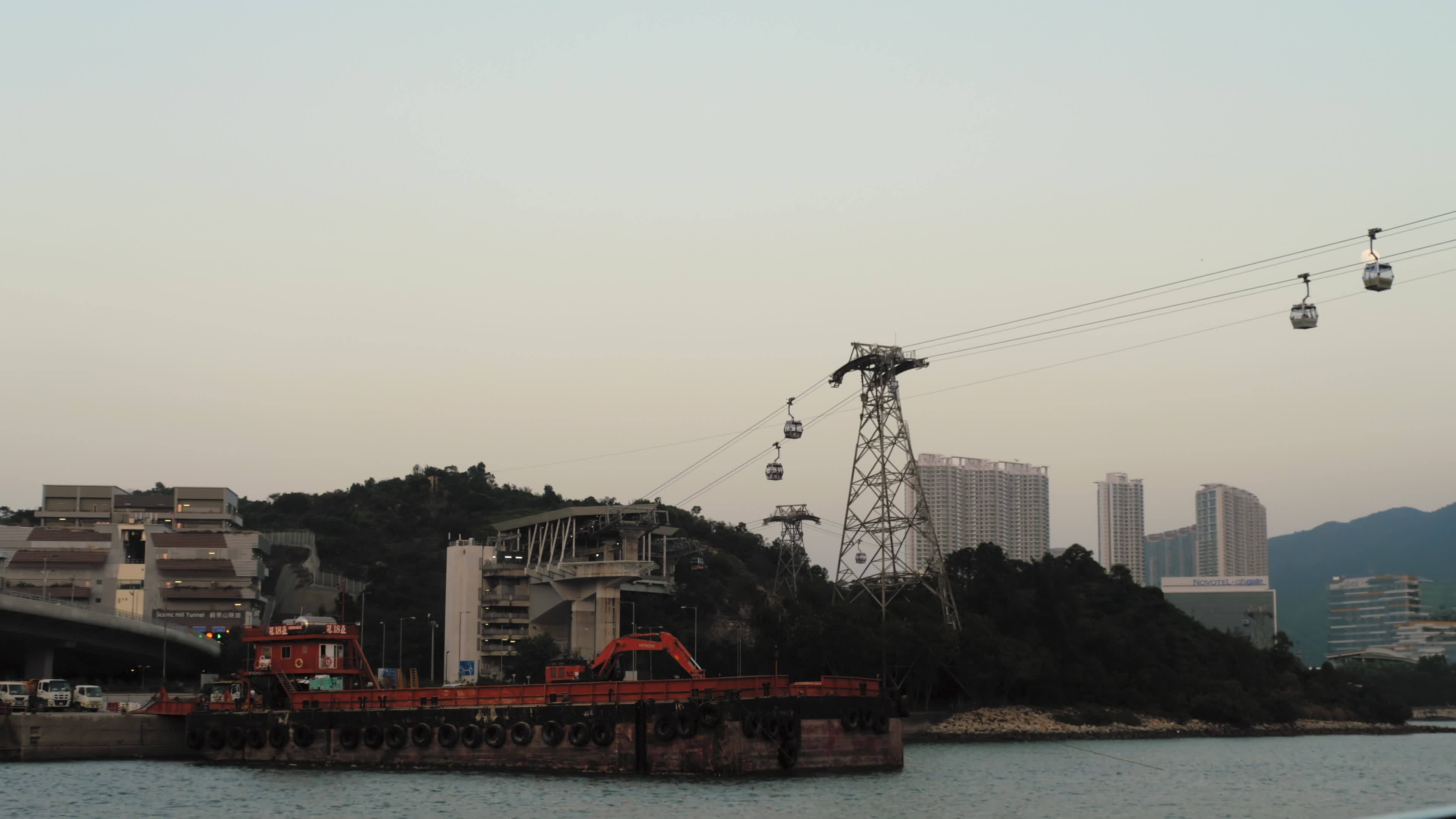 Hong Kong Bay view, cable car and tall modern buildings in the background 22025411 Stock Video ...
