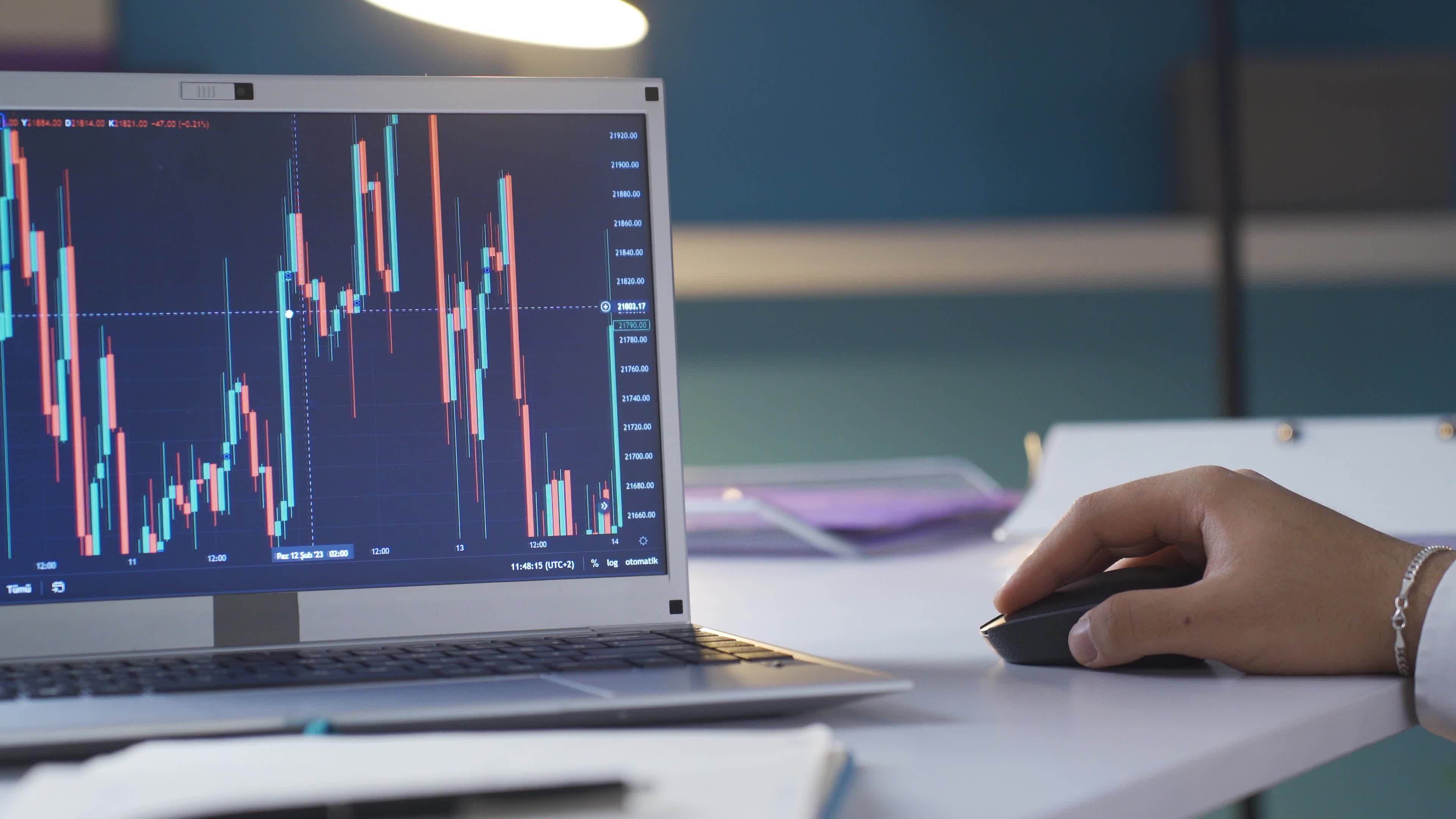 Investor Trader Male Analyzing Stock Market Charts Stocks And