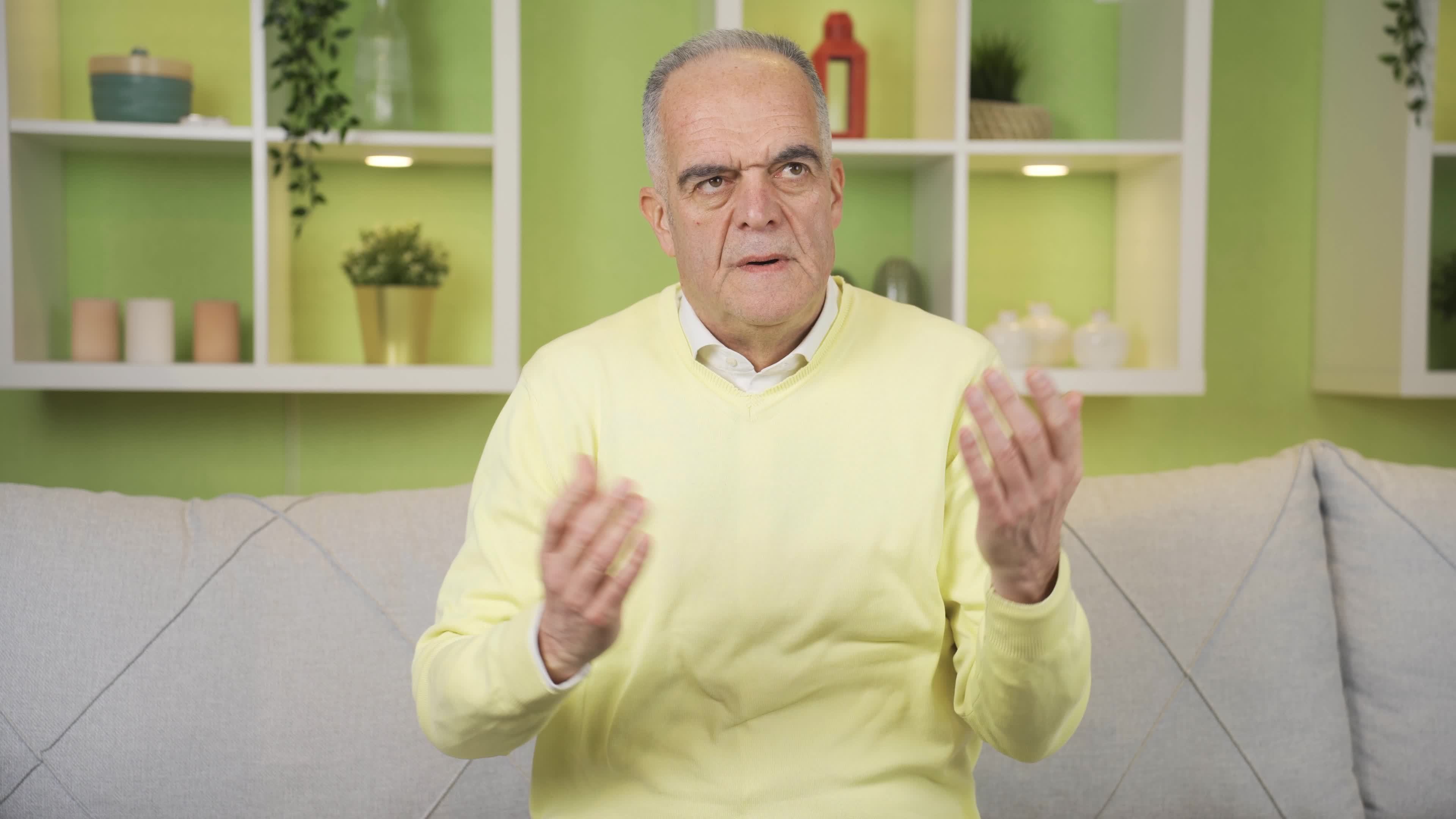 Unhappy Old Man Thoughtful At Home Sad Depressed Old Man Unhappy And