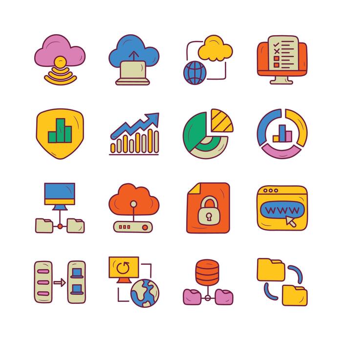 Data Icon Set Vector Art, Icons, and Graphics for Free Download