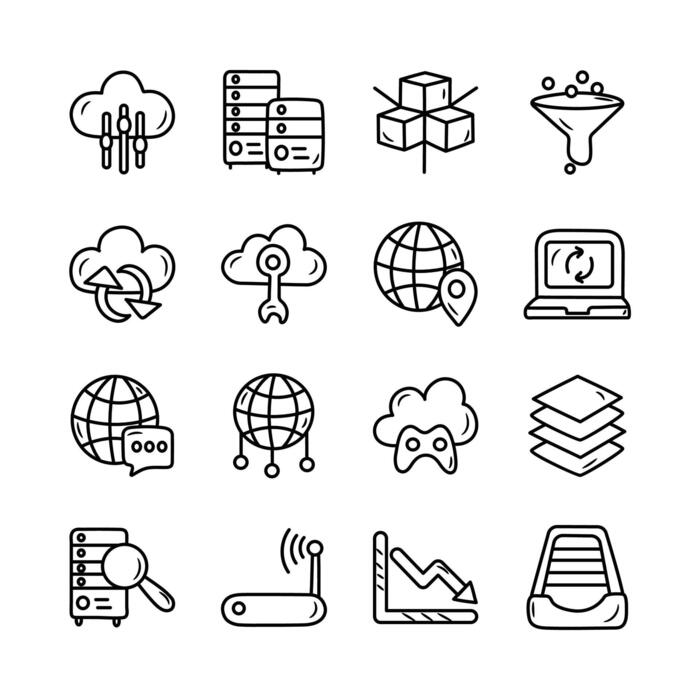 Data Icon Set Vector Art, Icons, and Graphics for Free Download