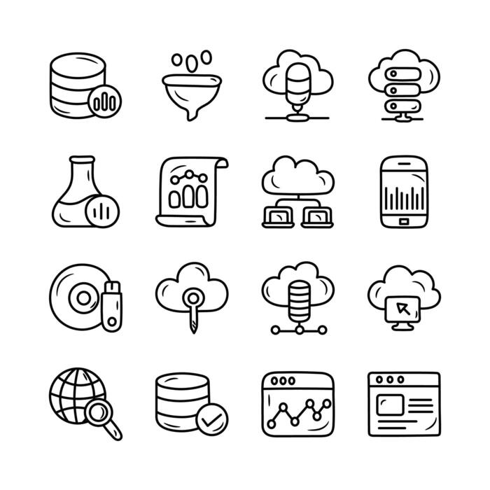 Data Icon Set Vector Art, Icons, and Graphics for Free Download