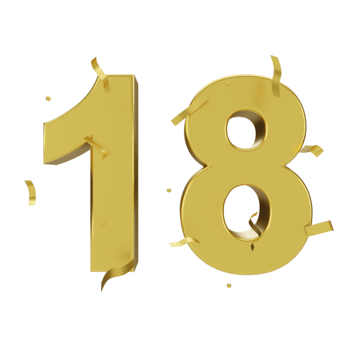 Number 18 PNGs for Free Download
