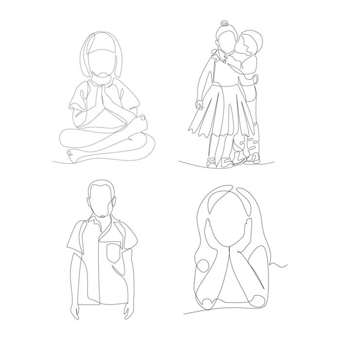 Children Line Drawing Vector Art, Icons, and Graphics for Free Download