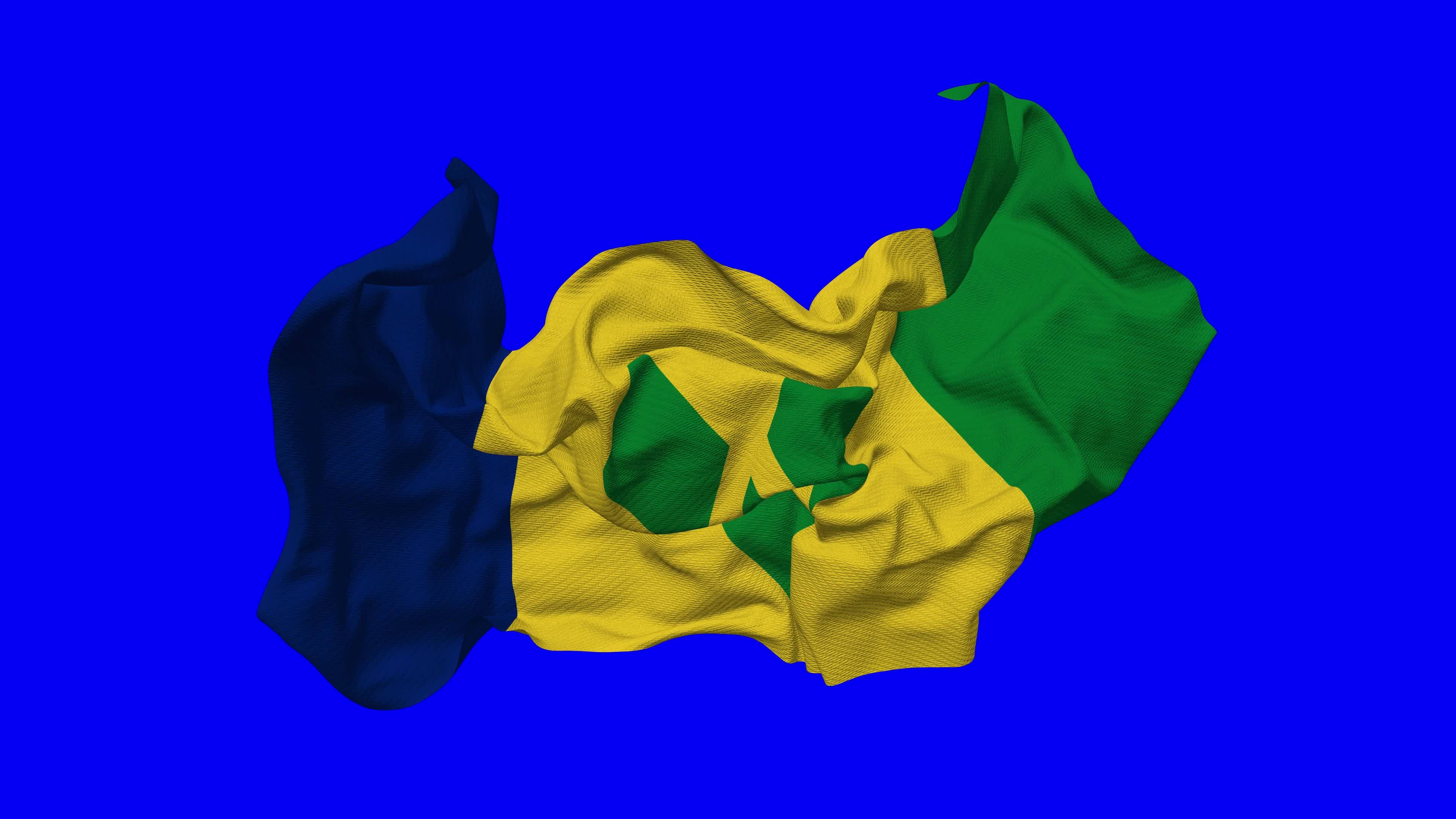 Saint Vincent And The Grenadines Flag Seamless Looping Flying In Wind Looped Bump Texture Cloth