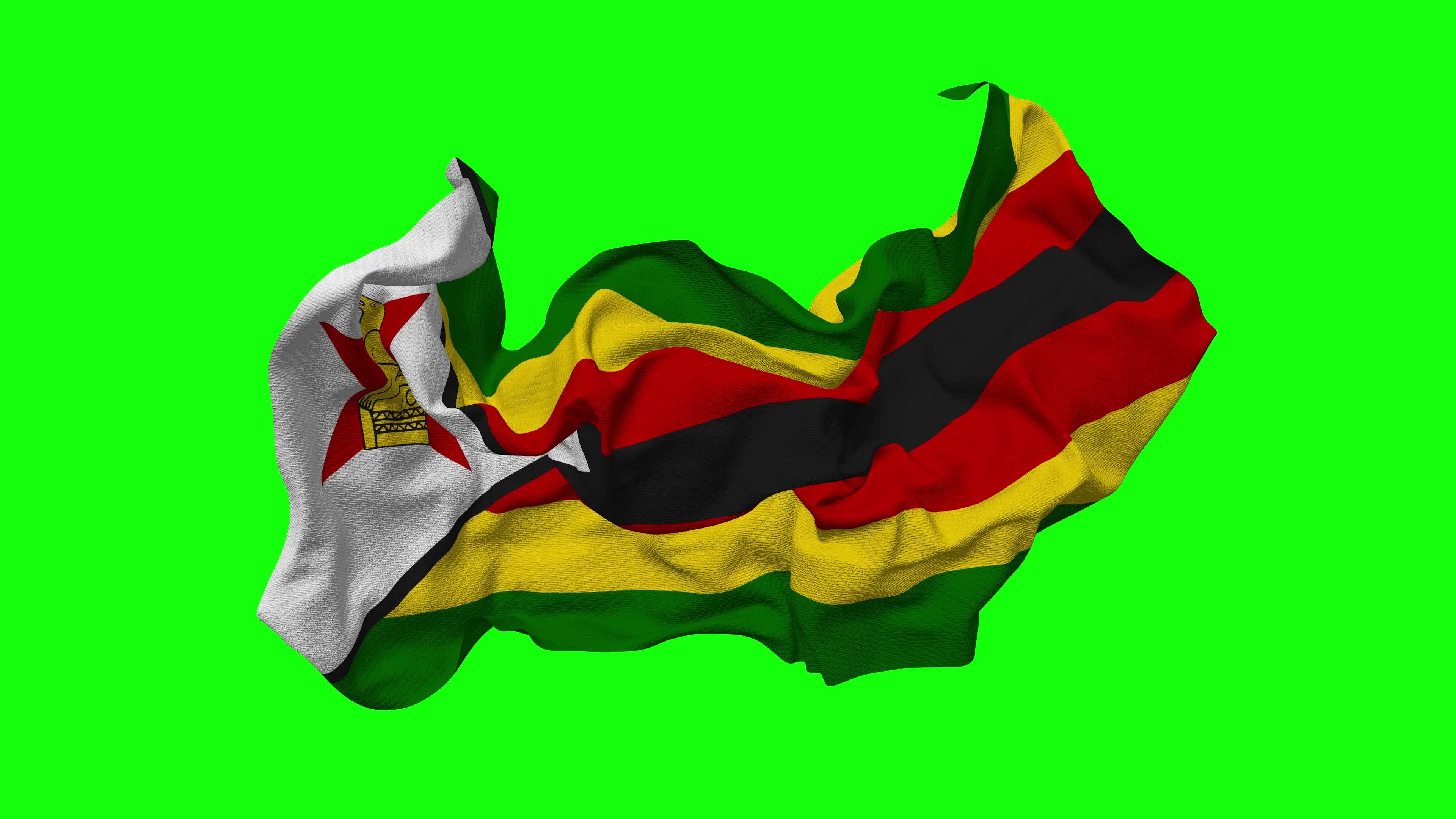 Zimbabwe Flag Seamless Looping Flying In Wind Looped Bump Texture