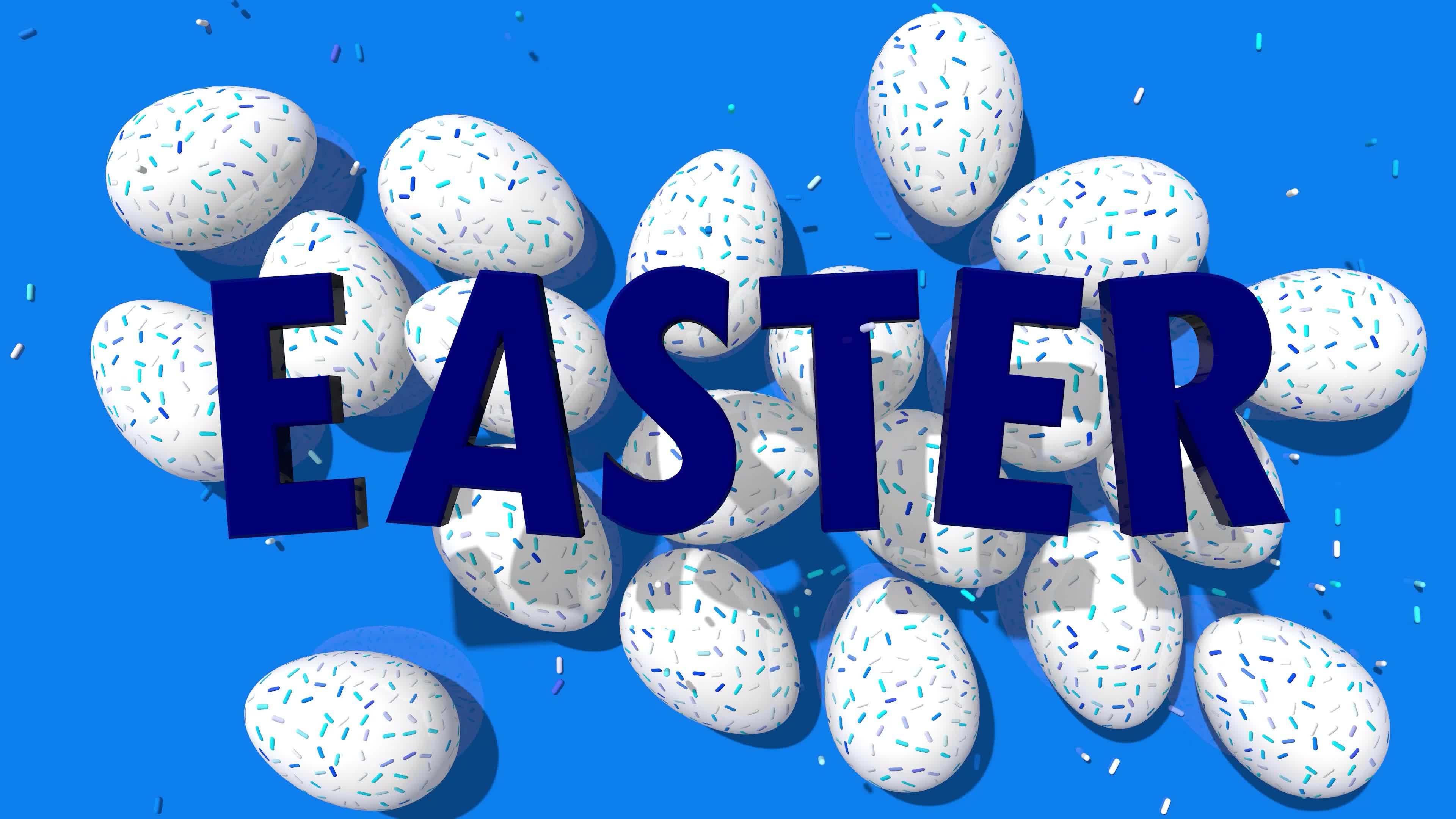 Easter 3d Text Falling On Easter Eggs 3d Rendering Easter Intro Outro