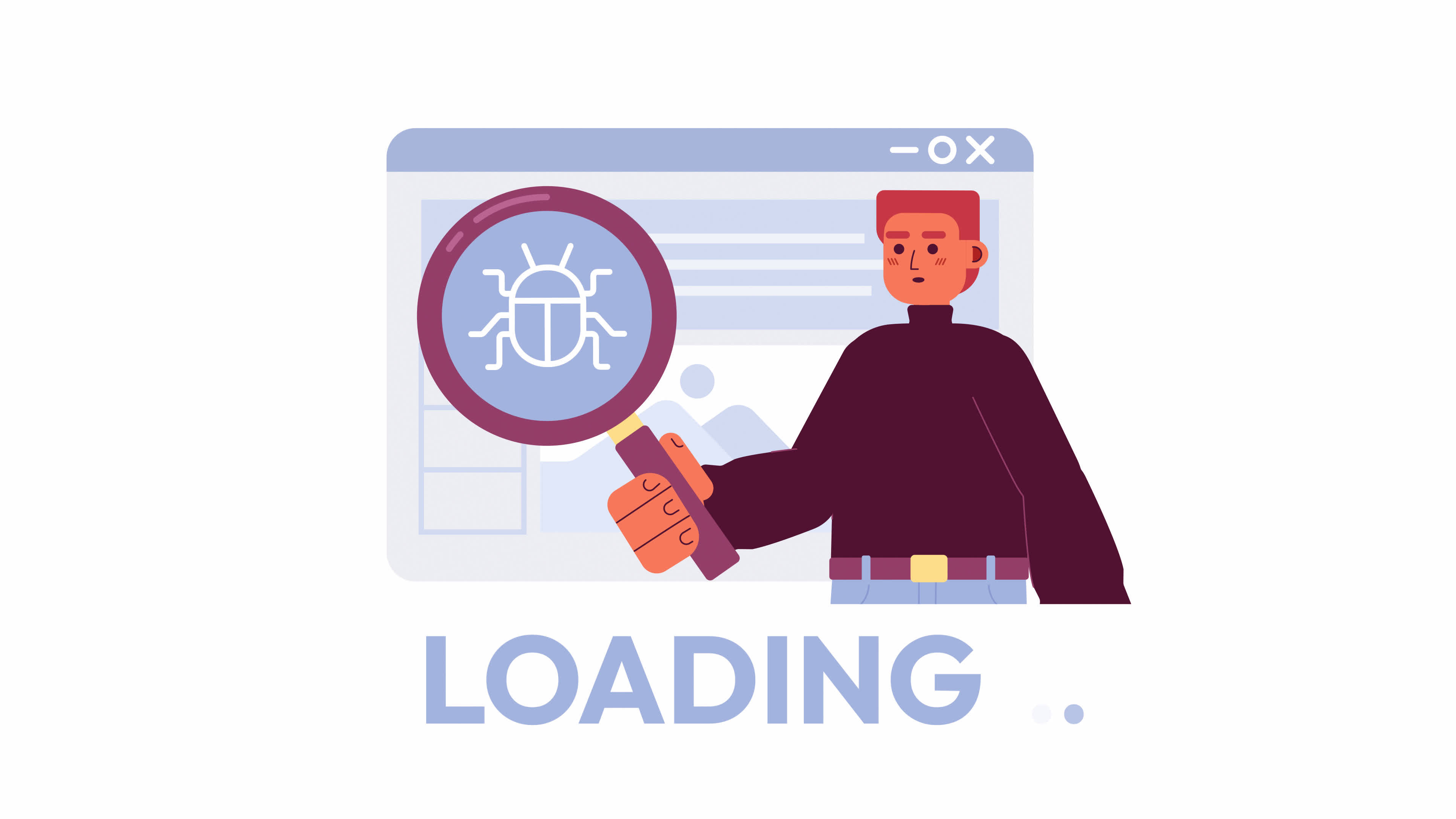 Animated Debugging Tool Loader Explore Website Flash Message 4k Video Footage Color Isolated