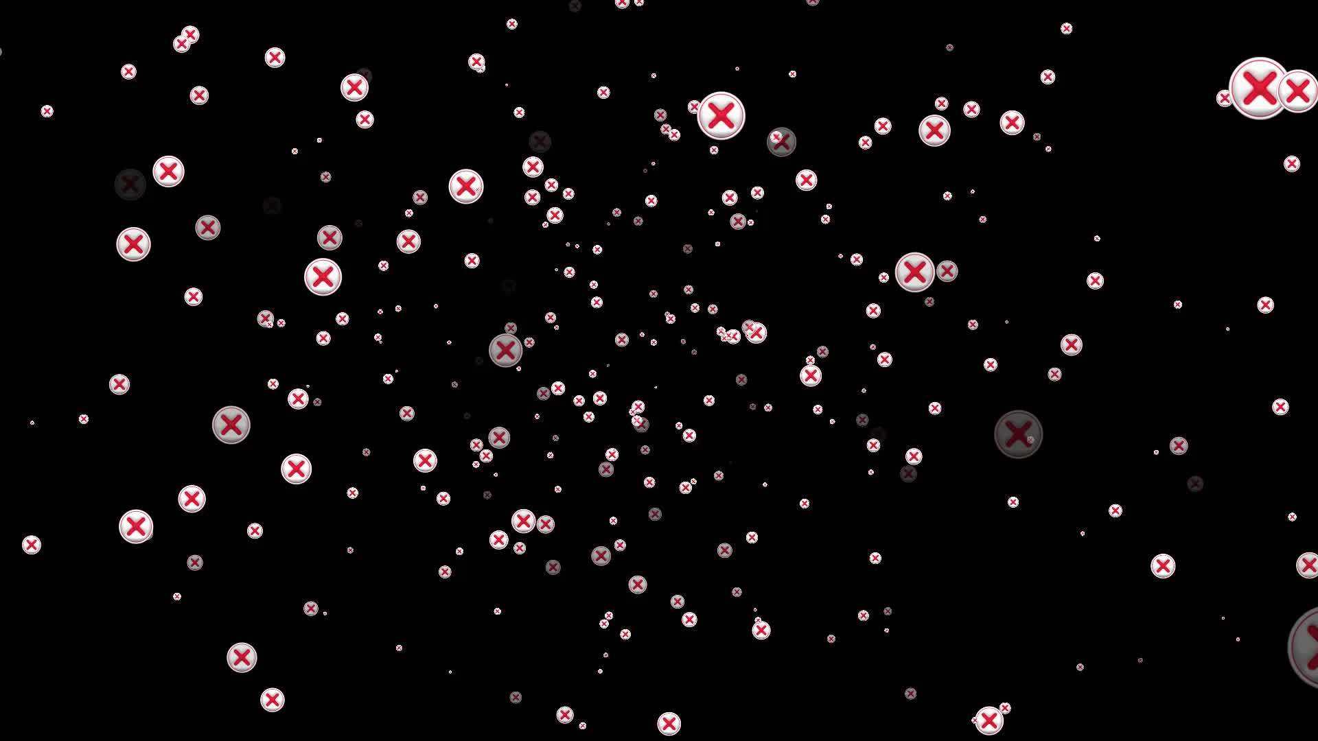 animated particle of cross check mark icon button and no or wrong symbol on reject cancel sign ...