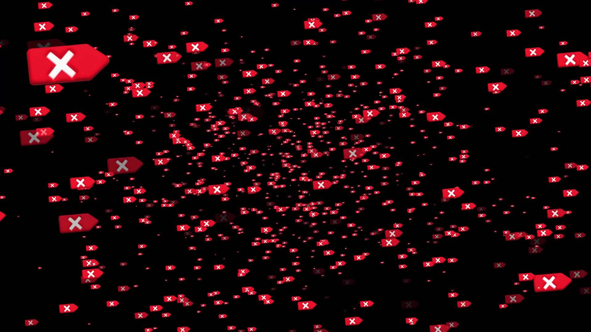 animated particle of cross check mark icon button and no or wrong symbol on reject cancel sign ...