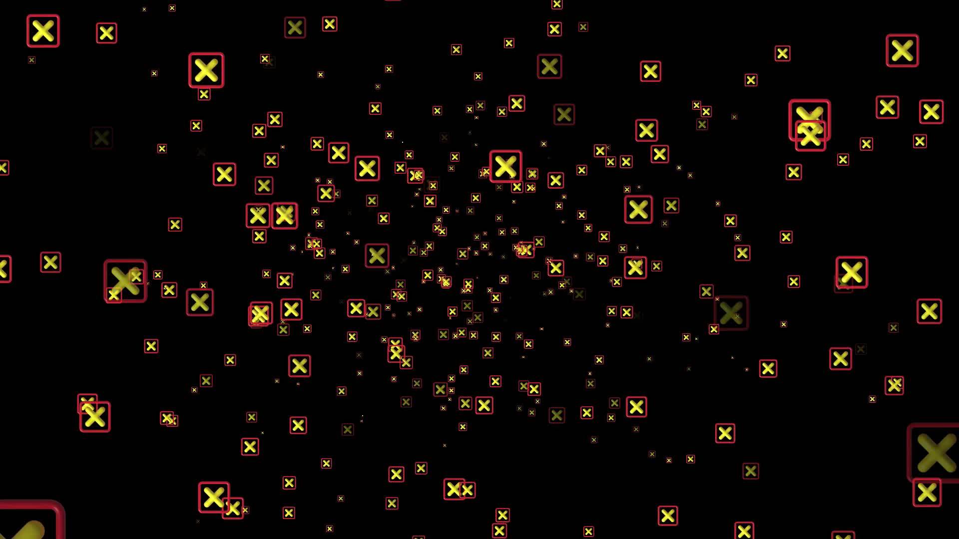 animated particle of cross check mark icon button and no or wrong symbol on reject cancel sign ...
