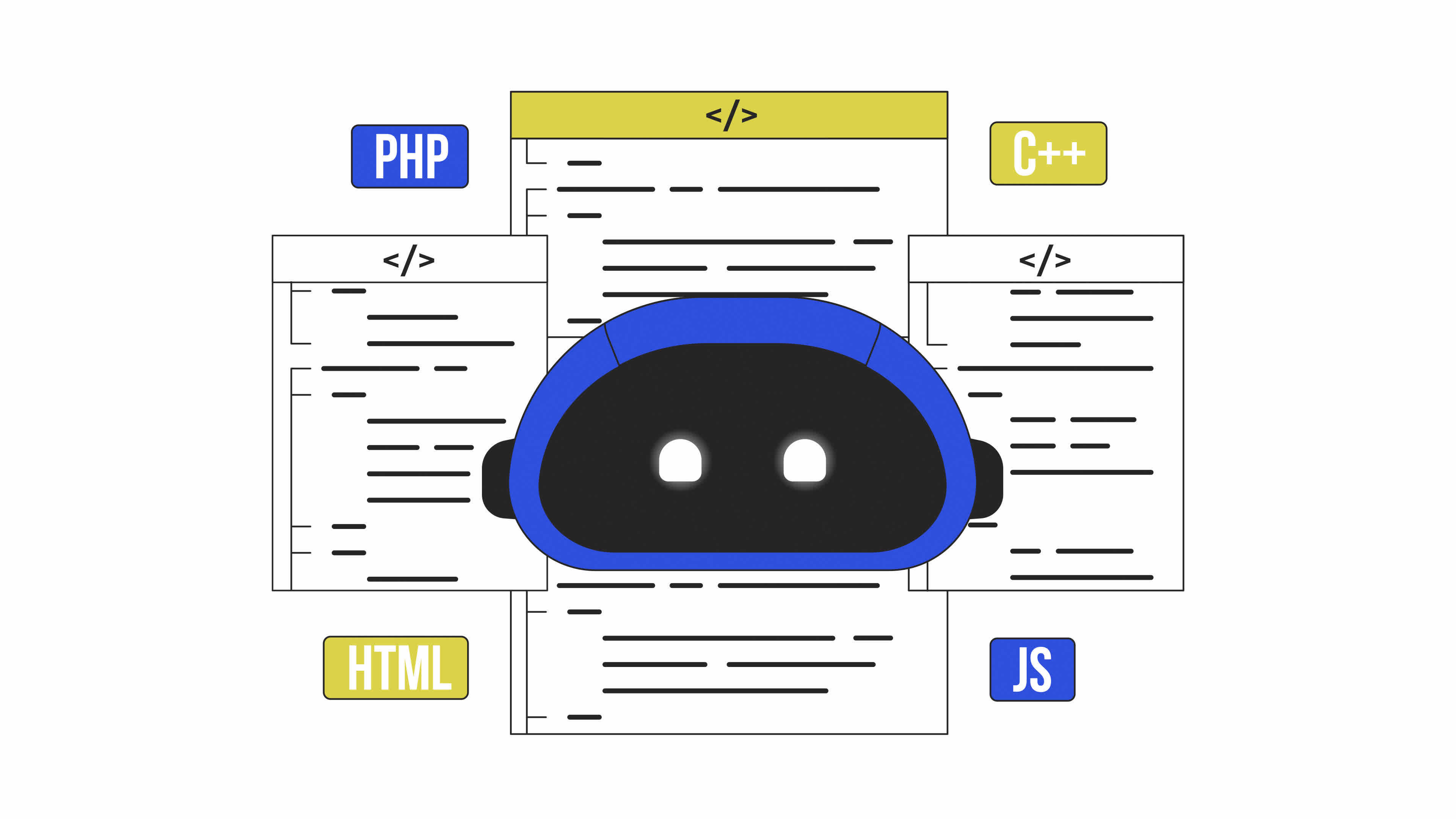 AI-assisted programming animation. Animated bot with scripts 2D cartoon ... AI-assisted programming animation. Animated bot with scripts 2D cartoon ...