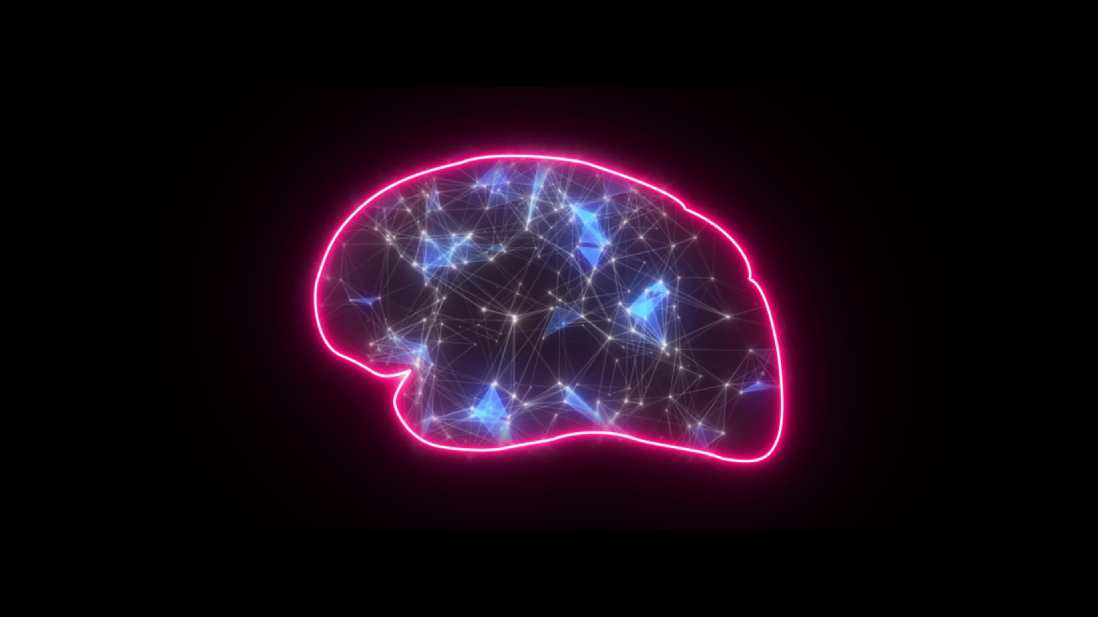 Abstract Digital Human Brain Animation With Plexus Molecule Background