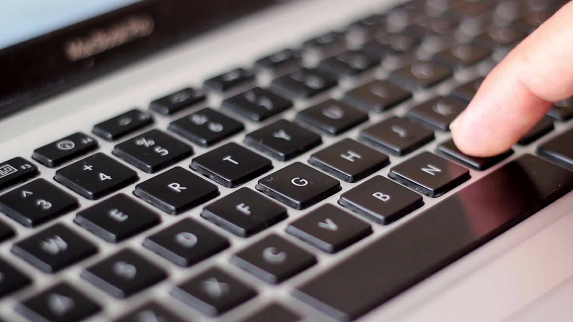 Laptop User Typing Keyboard Searching A Result Selective Focus Noise Effect 22497661 Stock