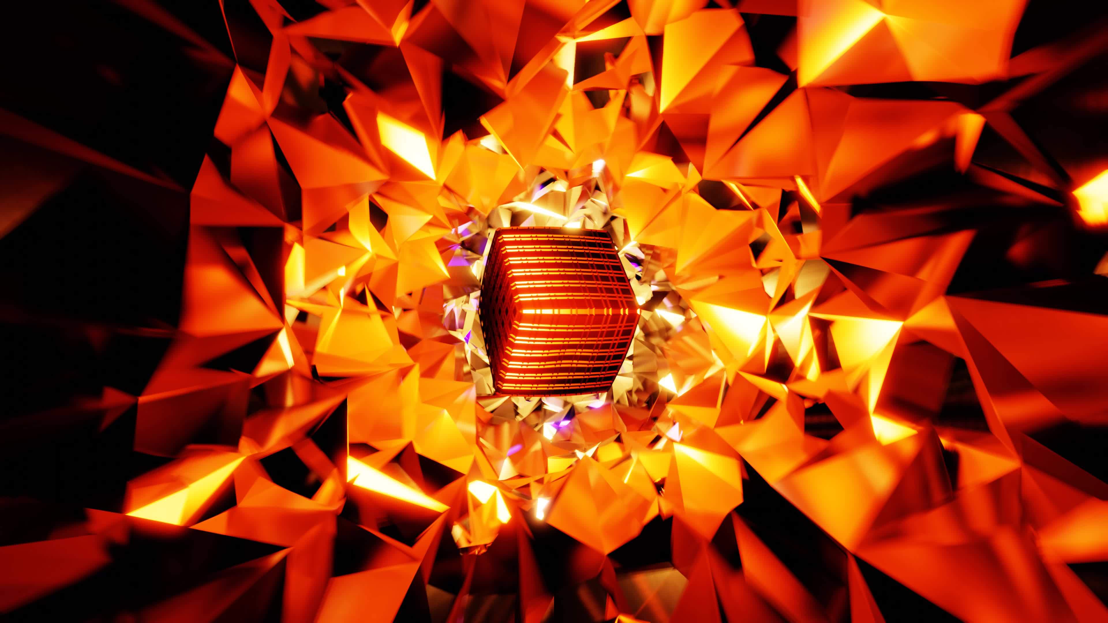 Vj Loop Abstract Motion Background Orange Music Wave Cube In Shiny