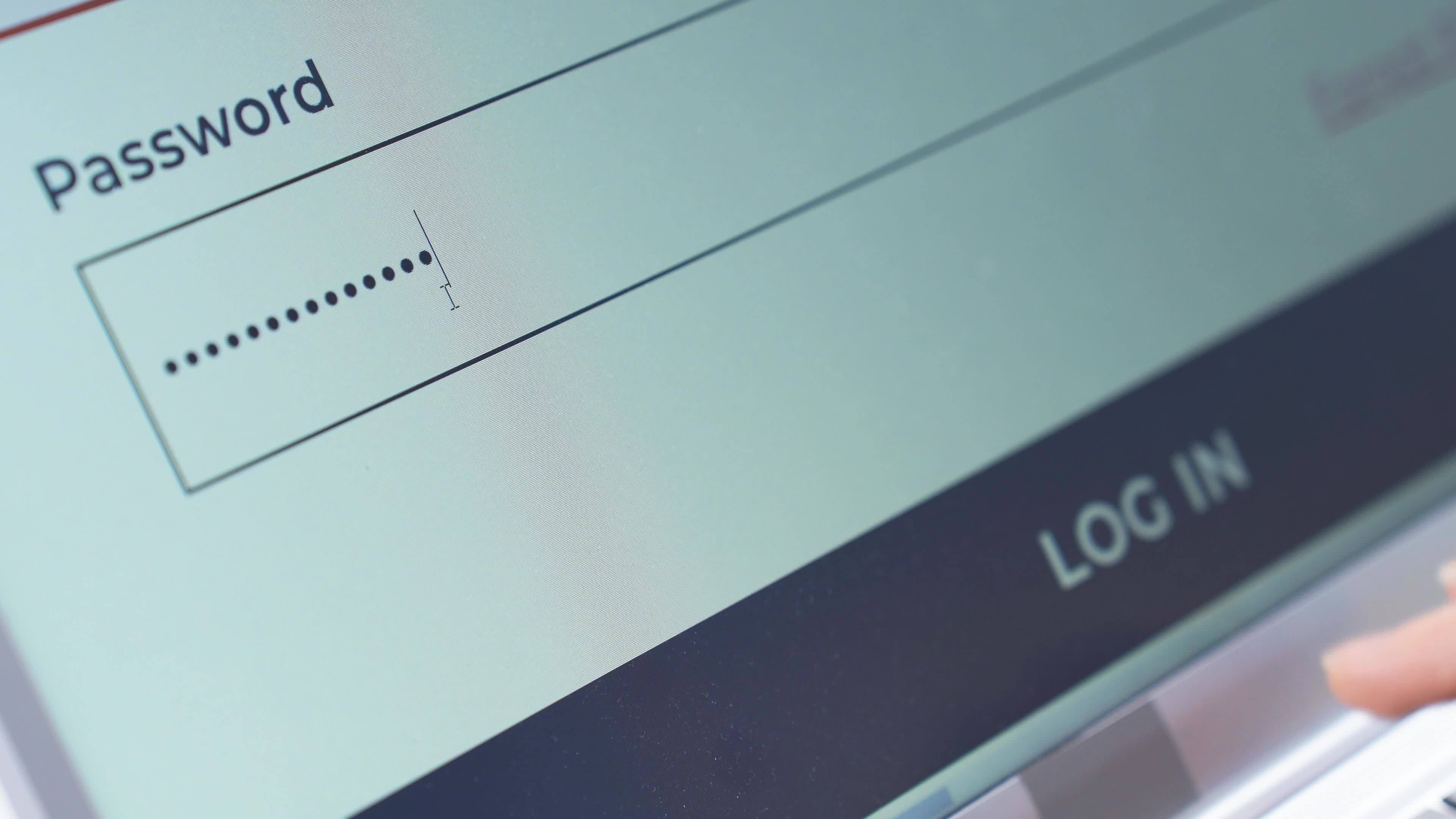 Computer password and login. Password entry into computer, close-up ...