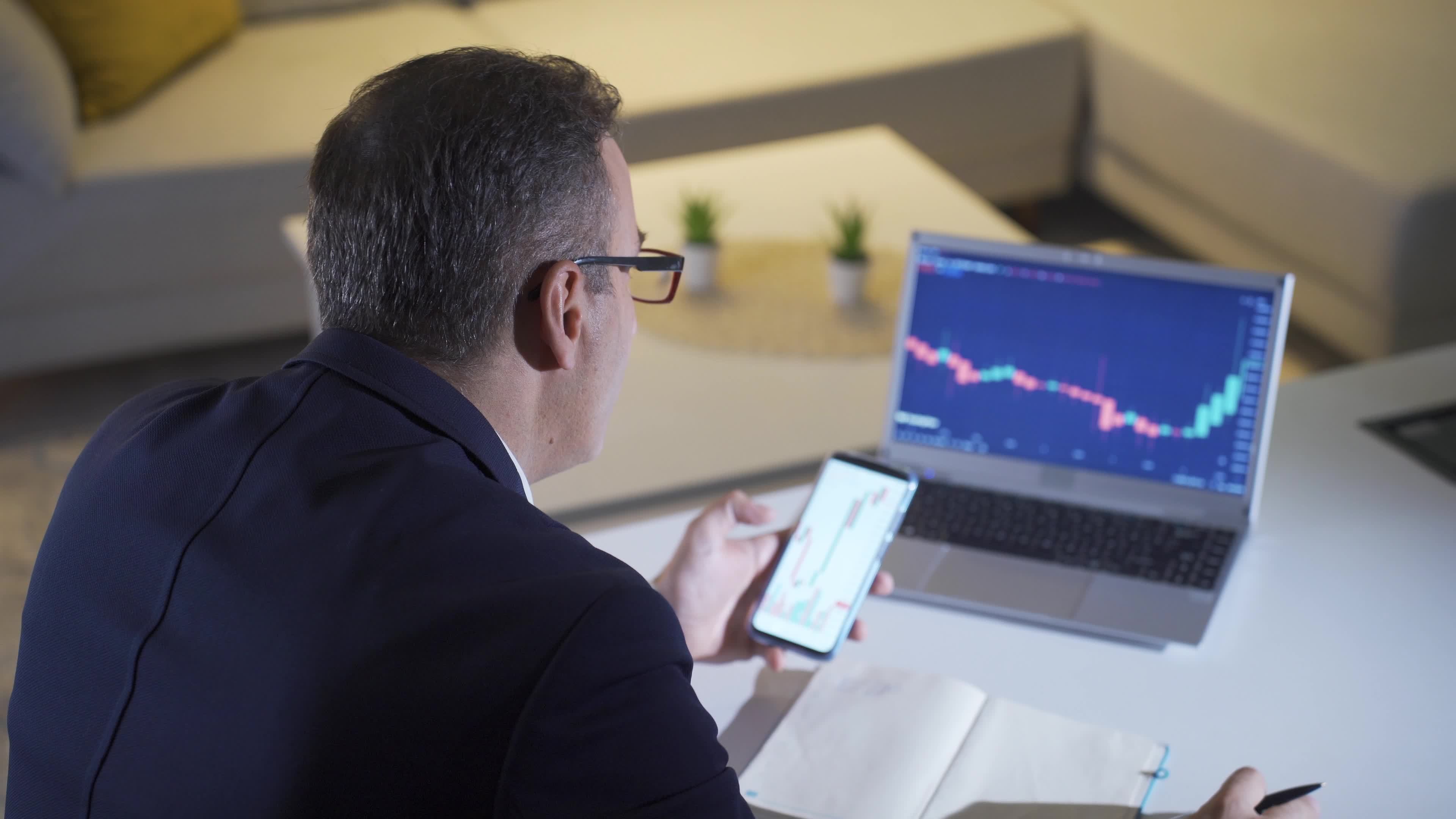 The Happy and Cute stock trader wins and his stock rises in value ...