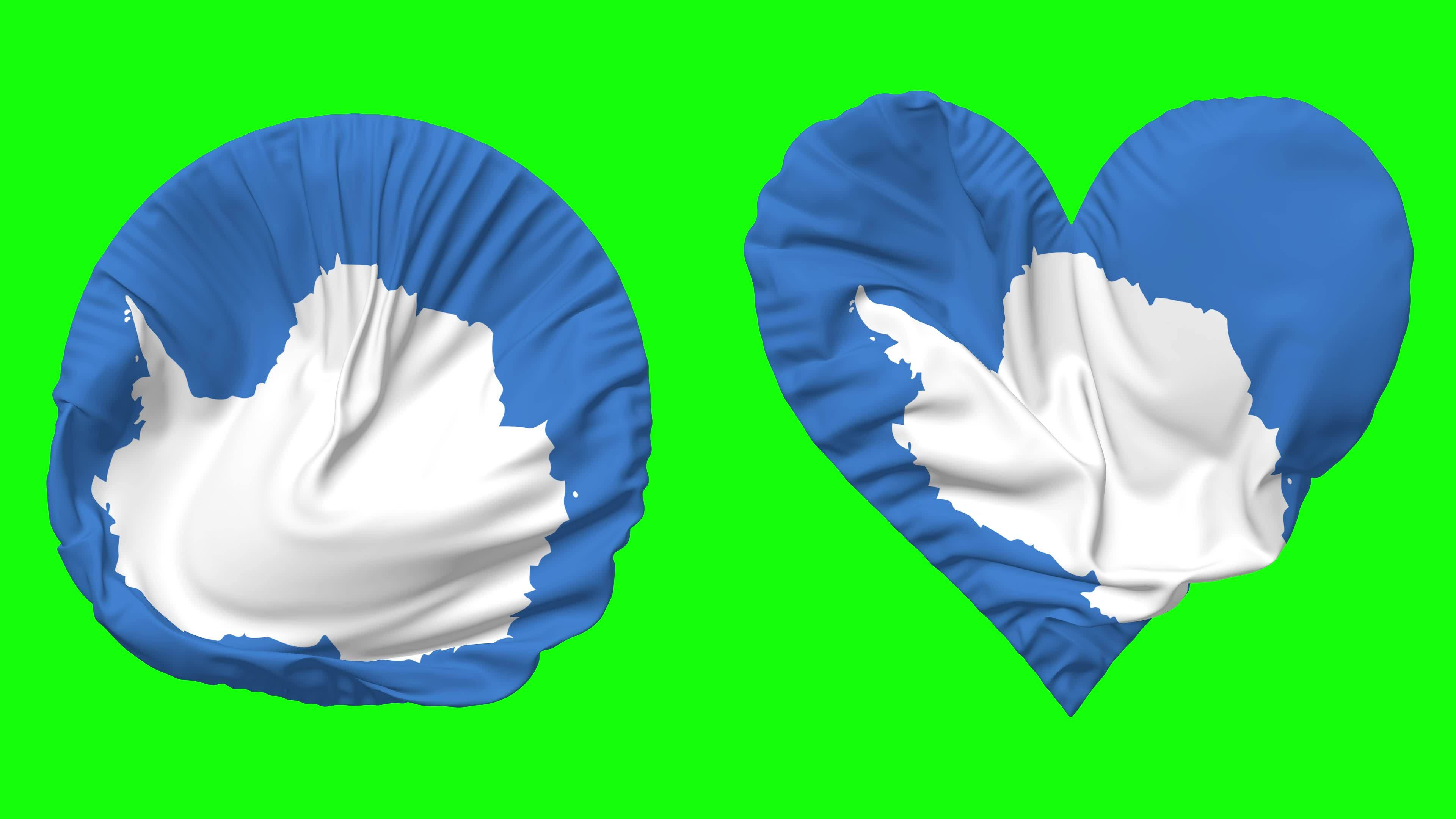 Antártida Bandera En Corazón Y Redondo Forma Ondulación Sin Costura Bucle Serpenteado