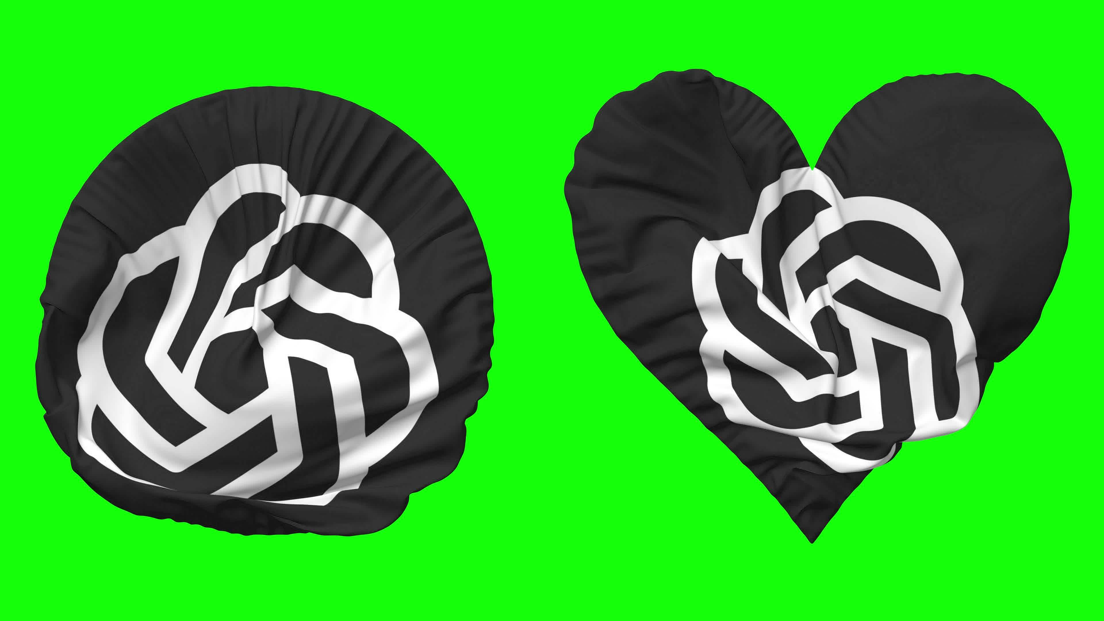 Chatgpt Openai Flag In Heart And Round Shape Waving Seamless Looping