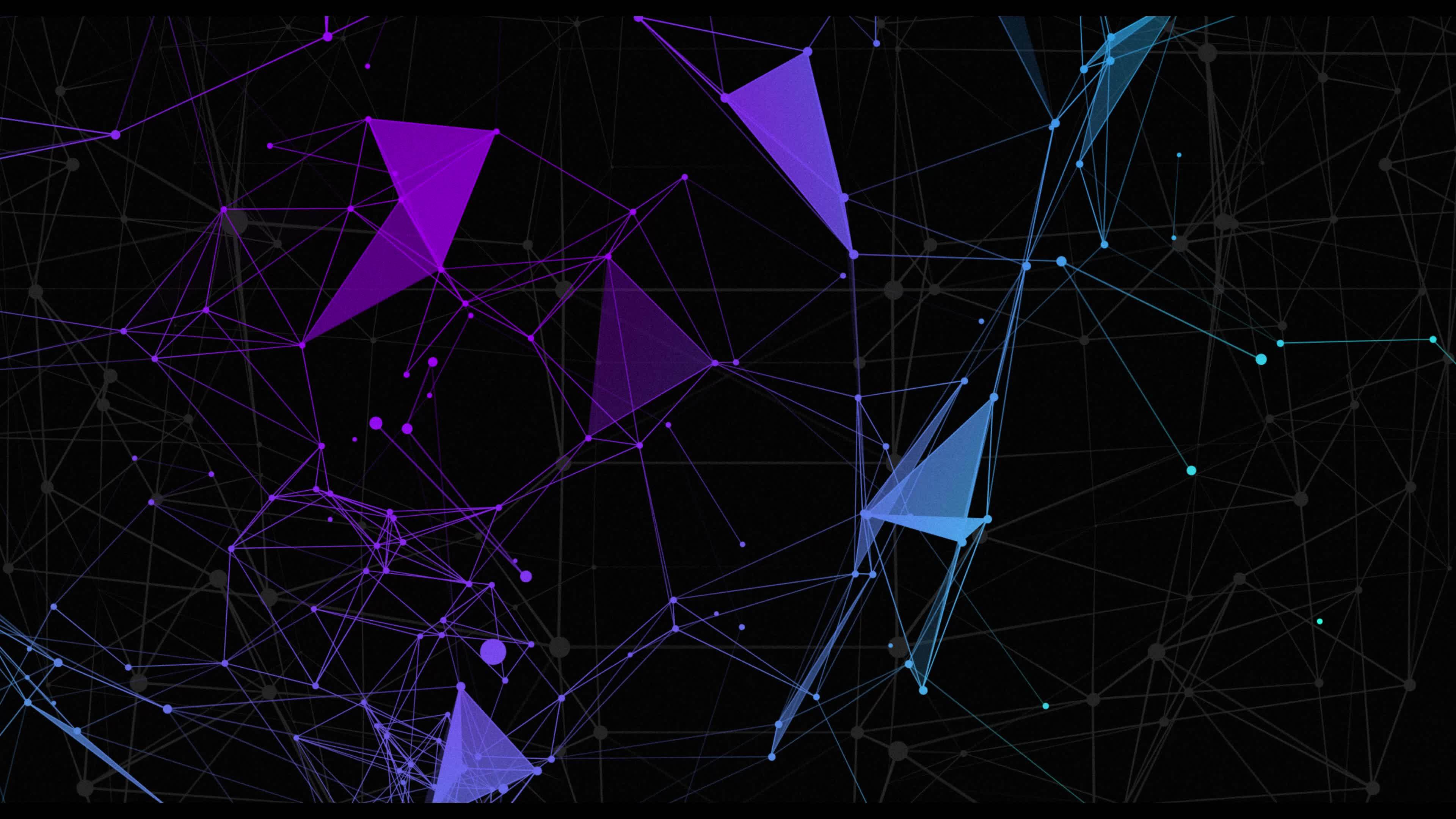 Plexus Of Abstract Violet Geometrical Lines With Moving Triangles And Dots Loop Animations