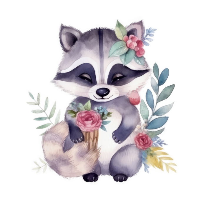 Raccoon Watercolor PNGs for Free Download