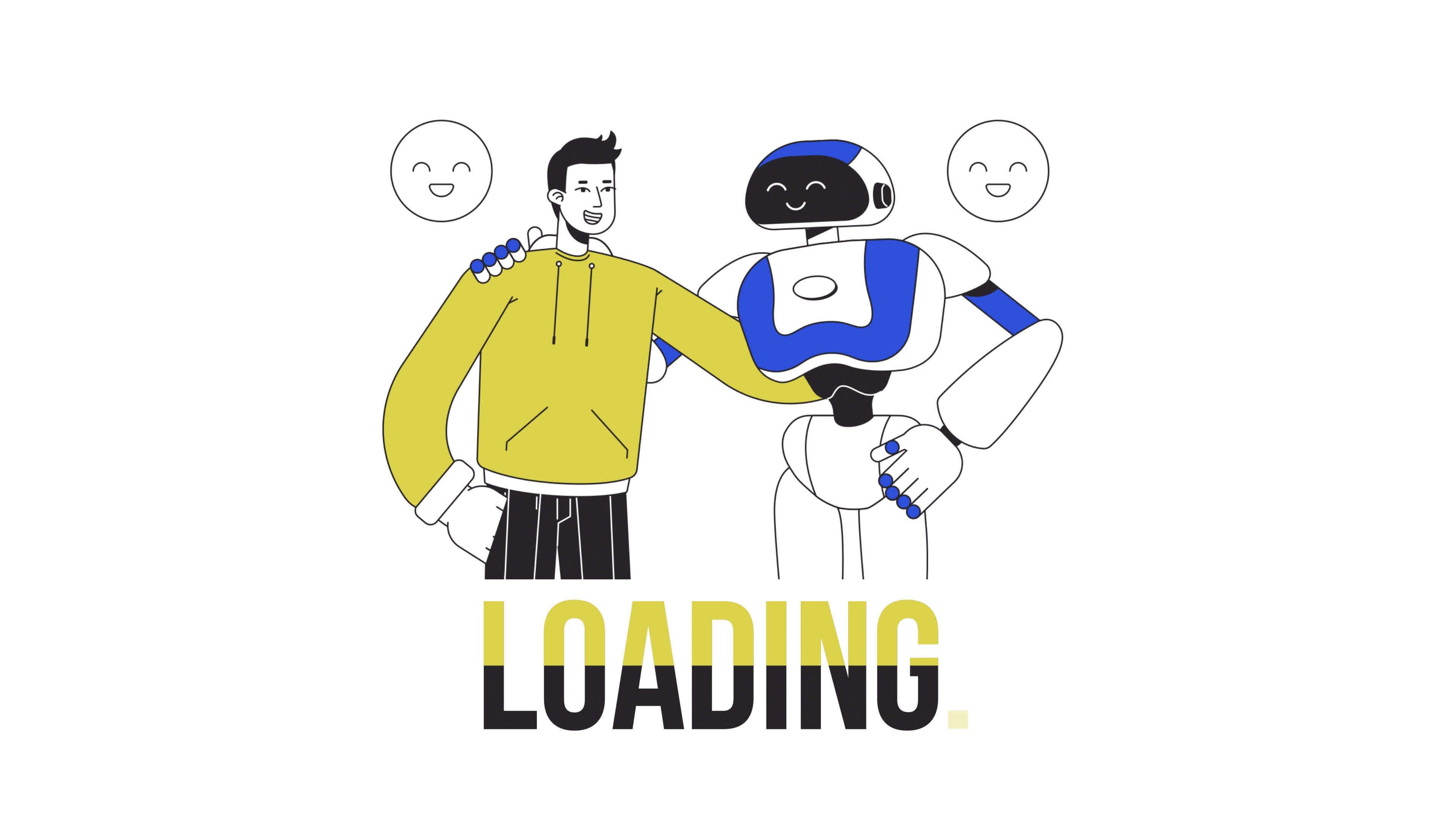 AI human collab loader animation. Working with robot together. Flash ... AI human collab loader animation. Working with robot together. Flash ...