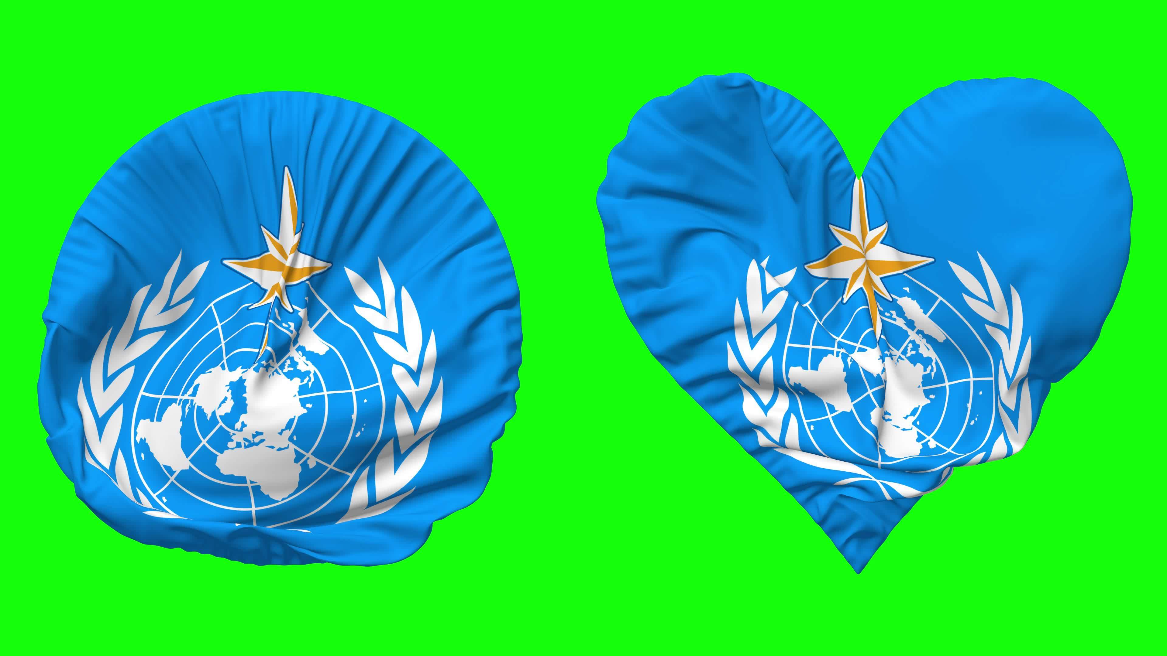 World Meteorological Organization Wmo Flag In Heart And Round Shape