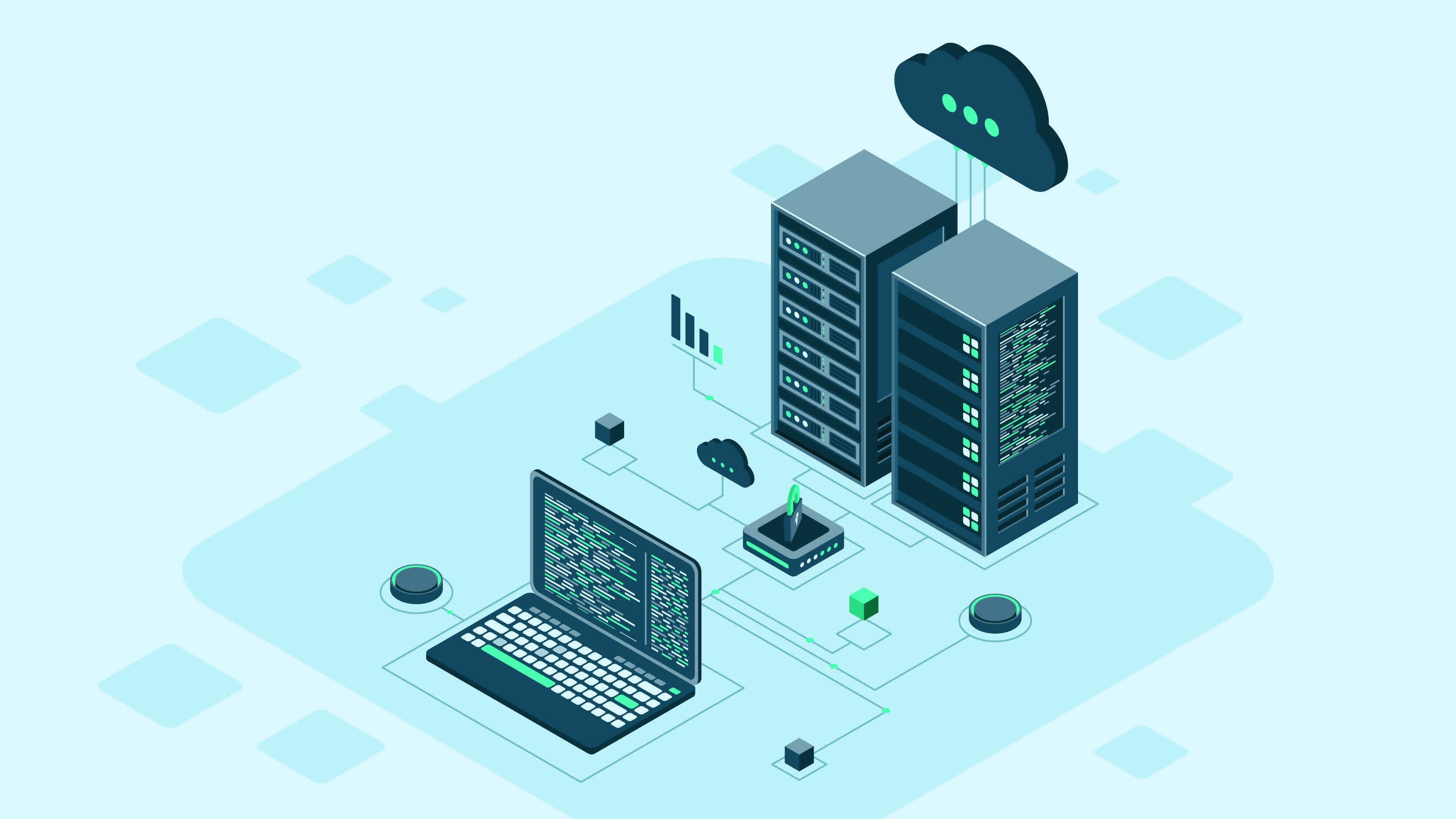 Cyber Data Security Internet Security Isometric Concept Server Room