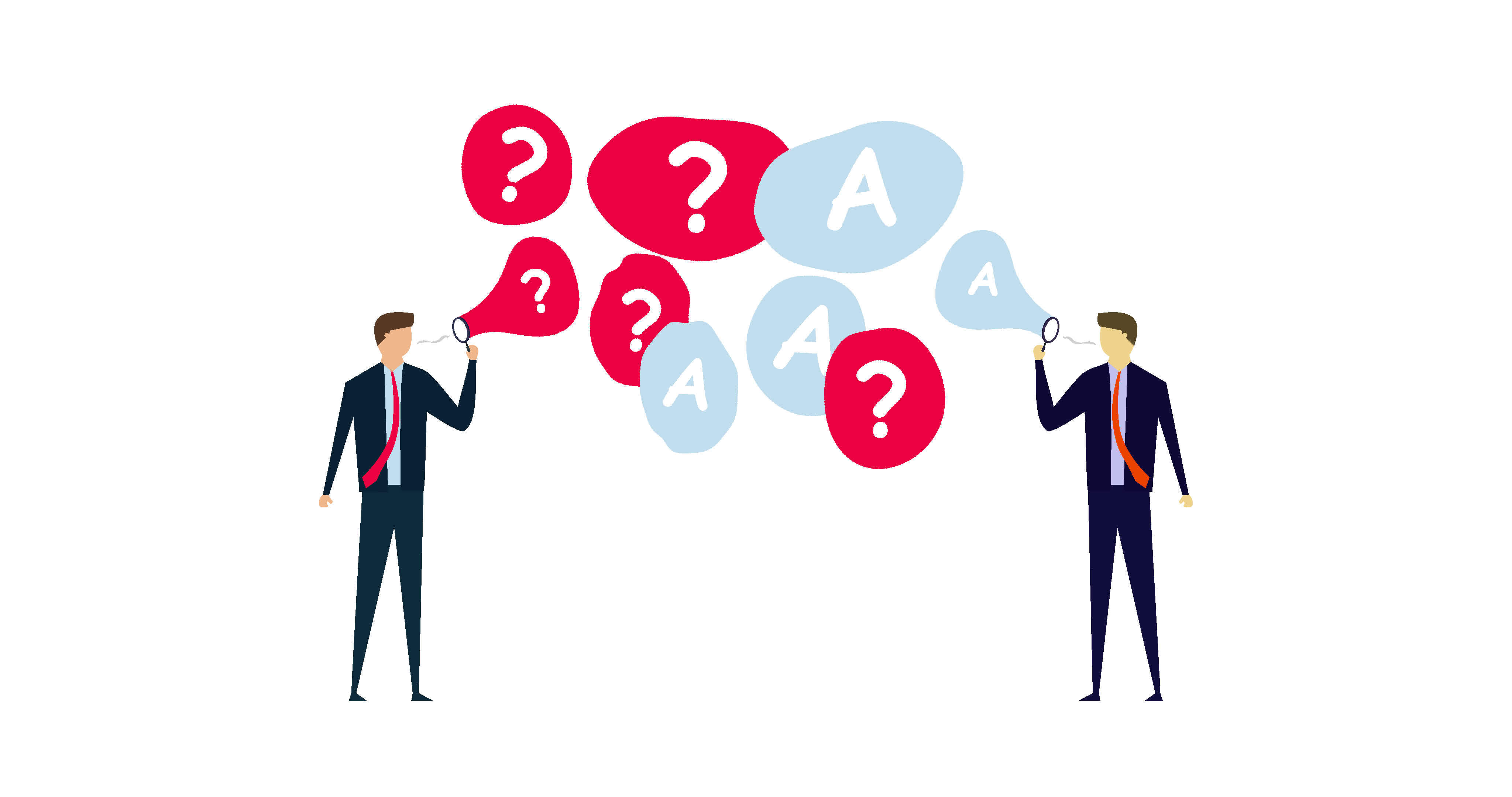 4k animation of FAQ, frequently asked questions, smart businessman and ...