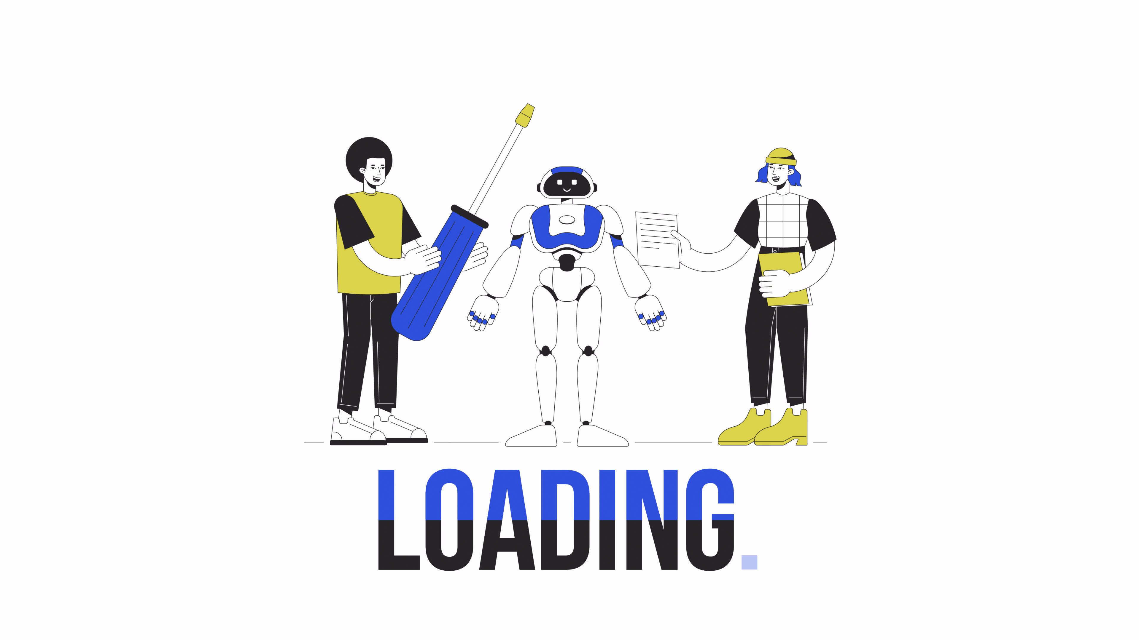 Building Robot Loader Animation Flash Message 4k Video Footage 6337