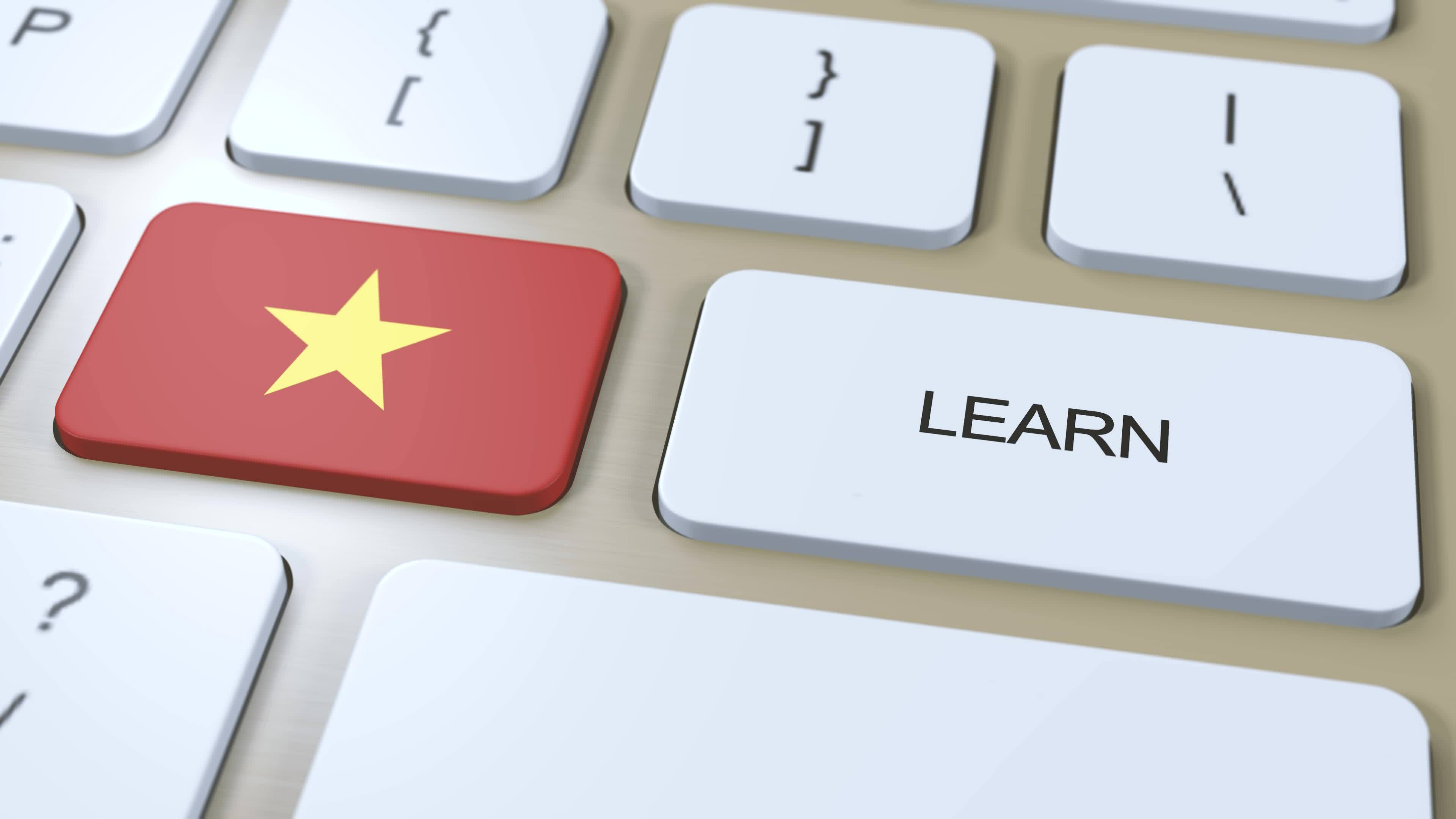 Learn Vietnamese Language Concept. Online Study Courses. Button with ...