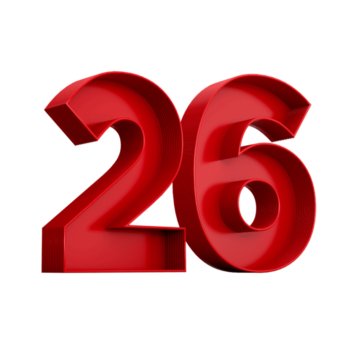 Number 26 PNGs for Free Download