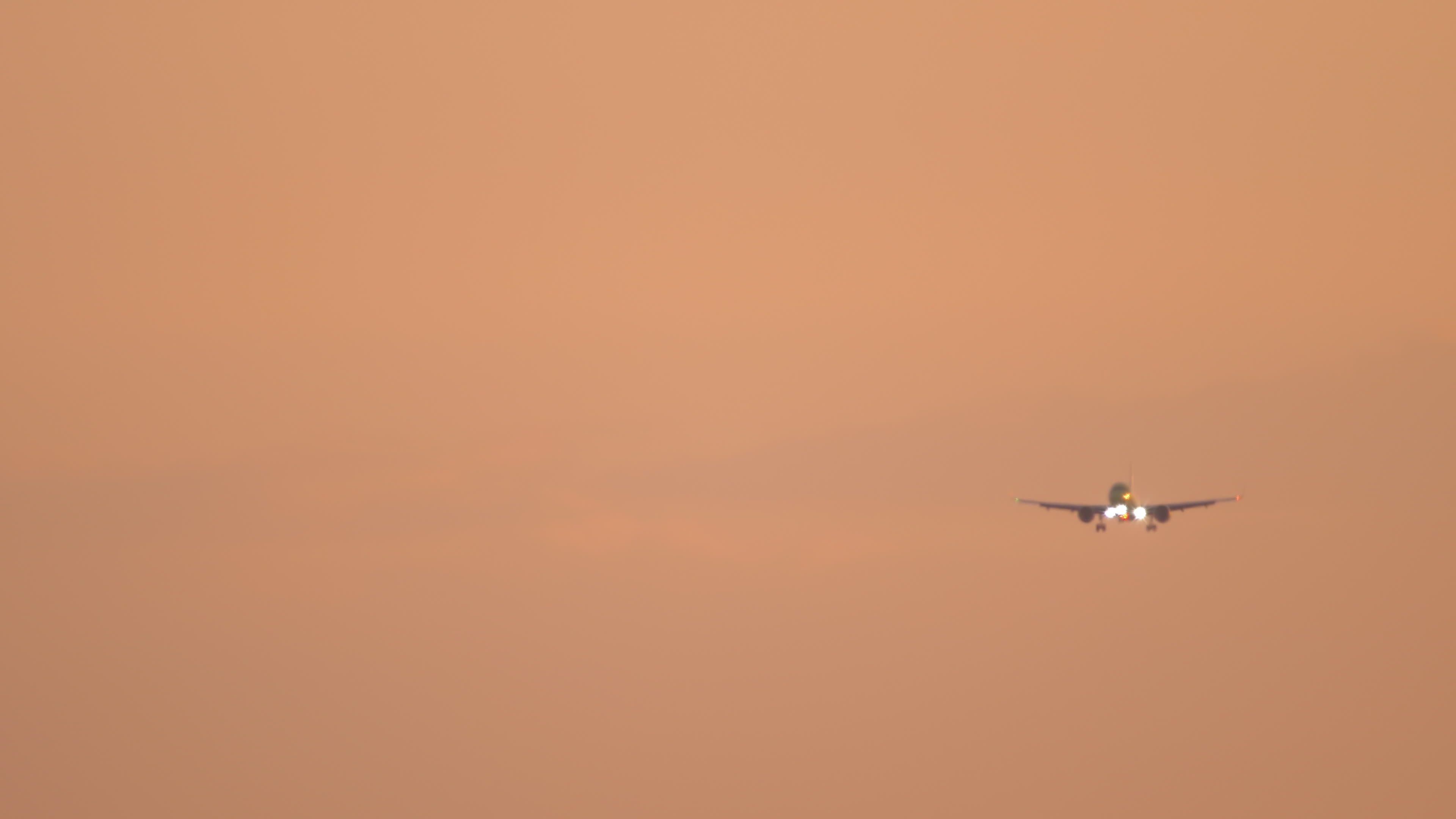 Passenger Unrecognizable Airliner Approaching Landing Front View Jet