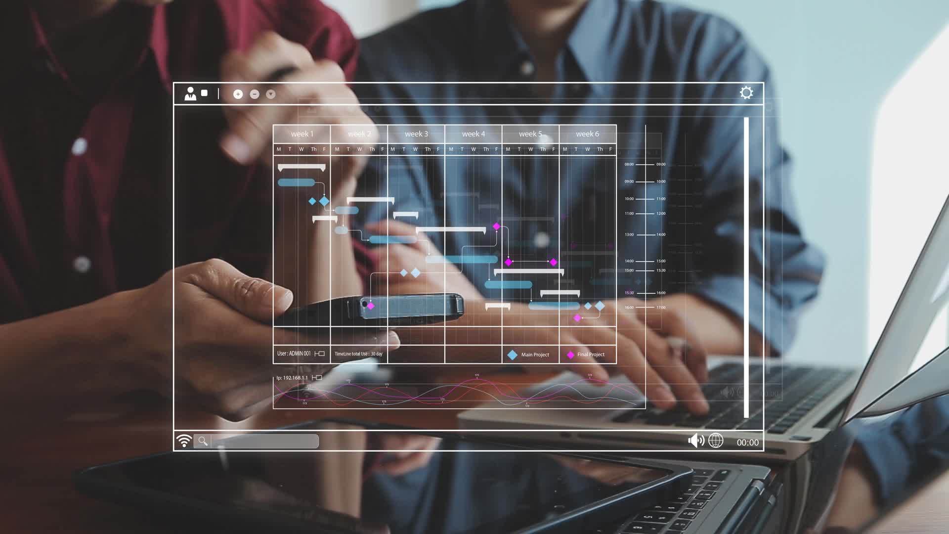 Project Manager Working With Gantt Chart Schedule To Plan Tasks And Deliverables Scheduling