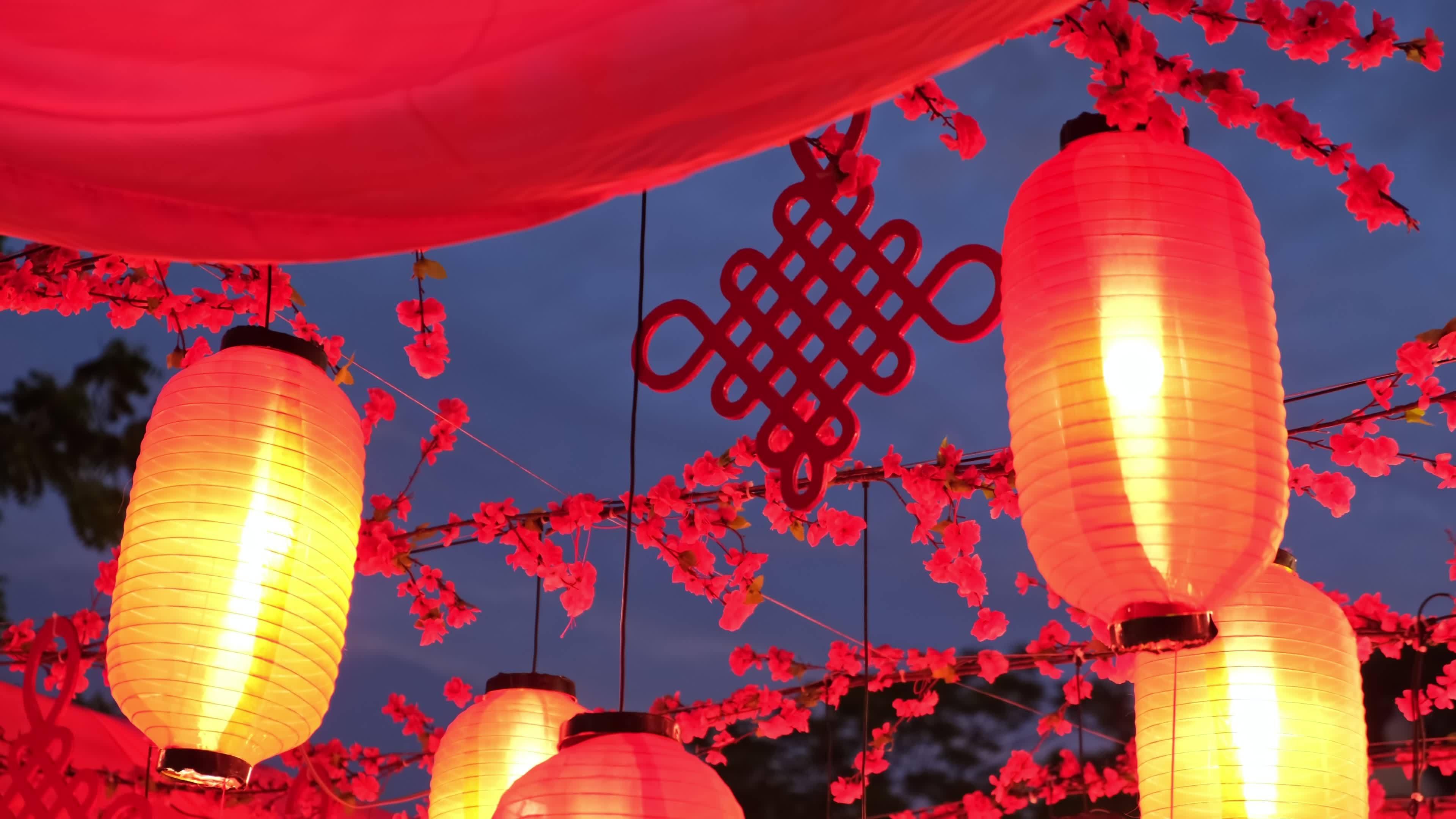 Select Focus Decoration Of Chinese New Yea Lantern 22935554 Stock Video At Vecteezy