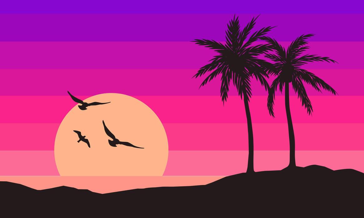 Beach With Palm Trees Vector Art, Icons, and Graphics for Free Download