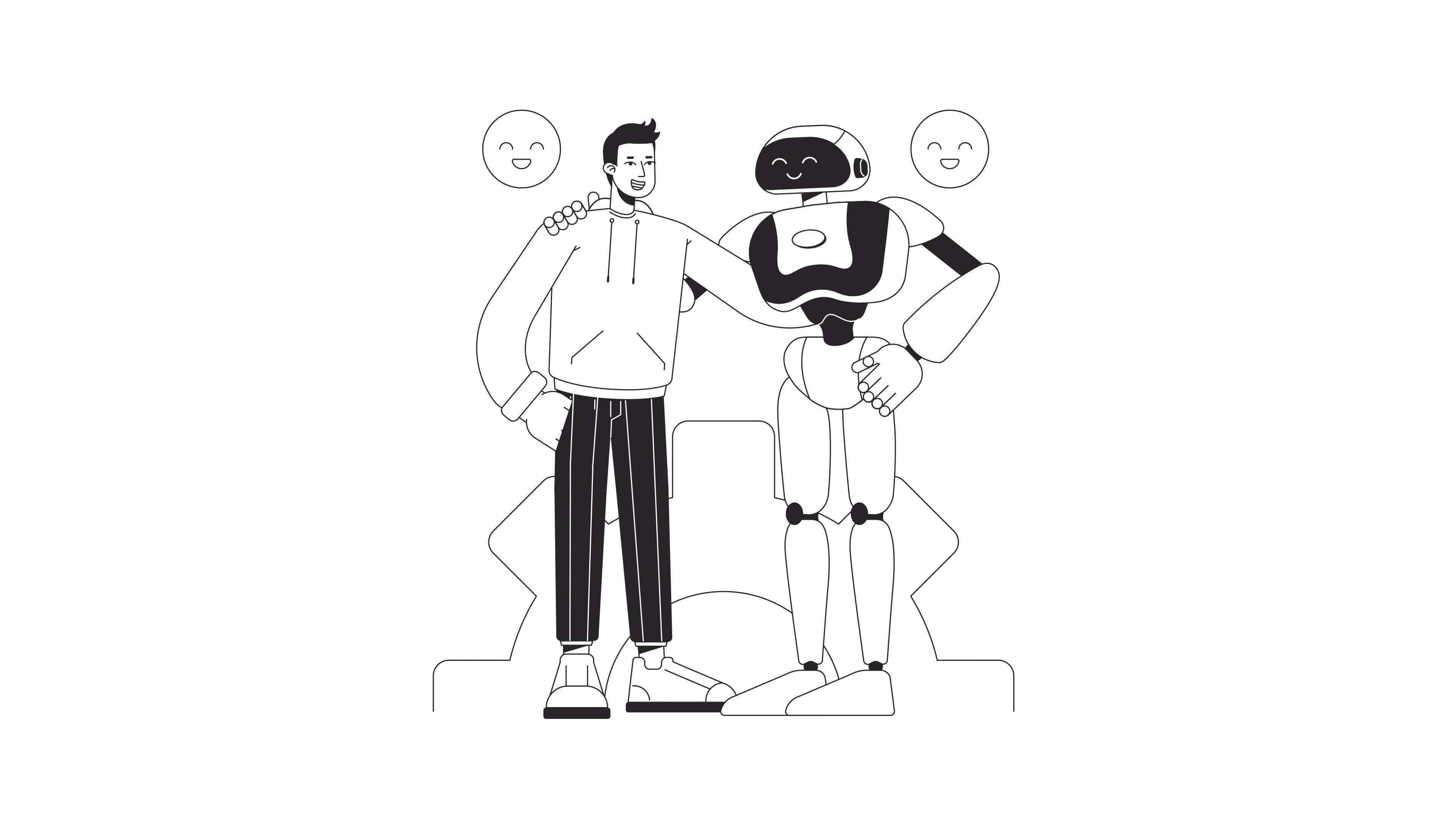 Human Robot Interaction Bw Animation Animated Robotic Engineer And